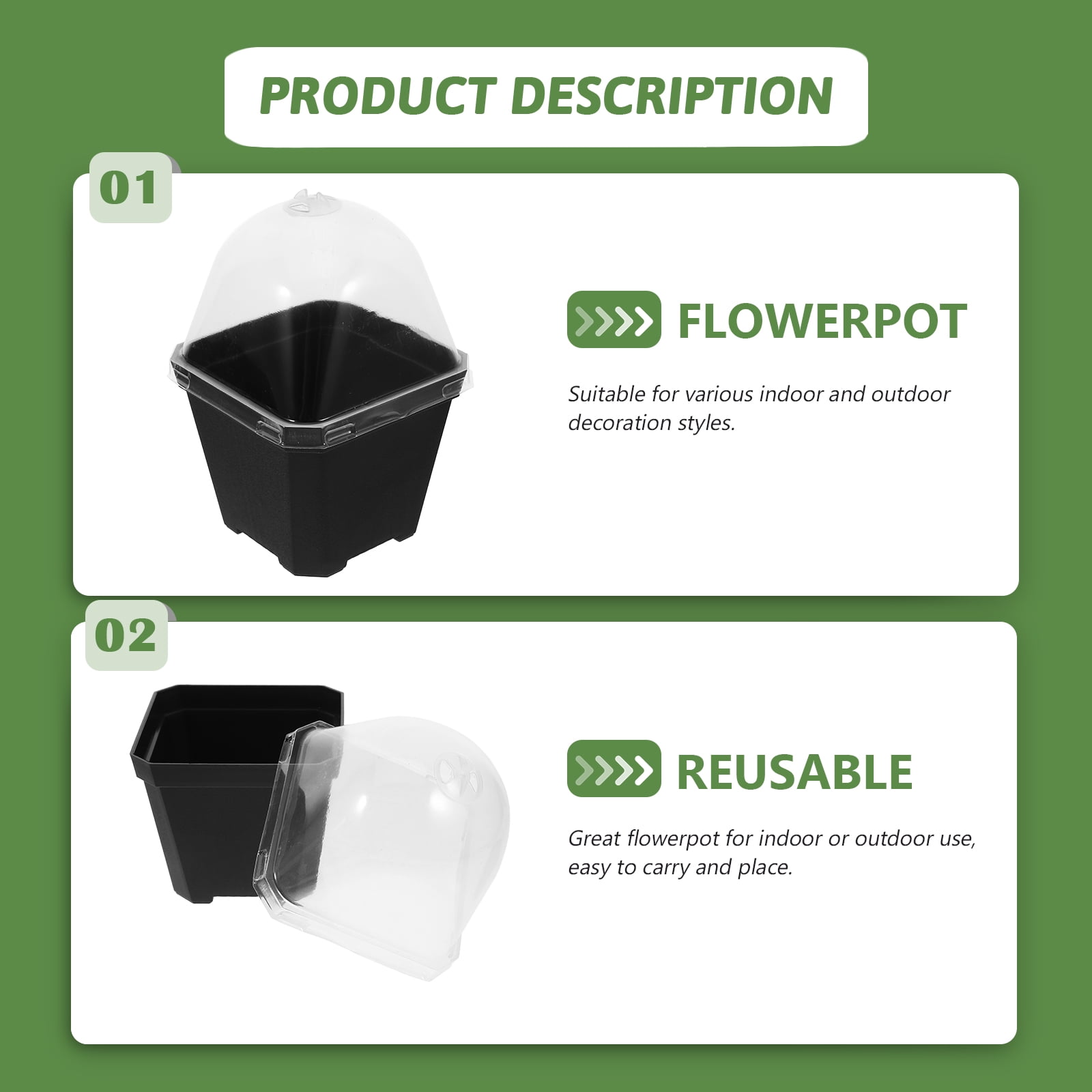LEXSOMEO 3 Sets Plant Nursery Pots With Humidity Domes Plastic Lids For ...