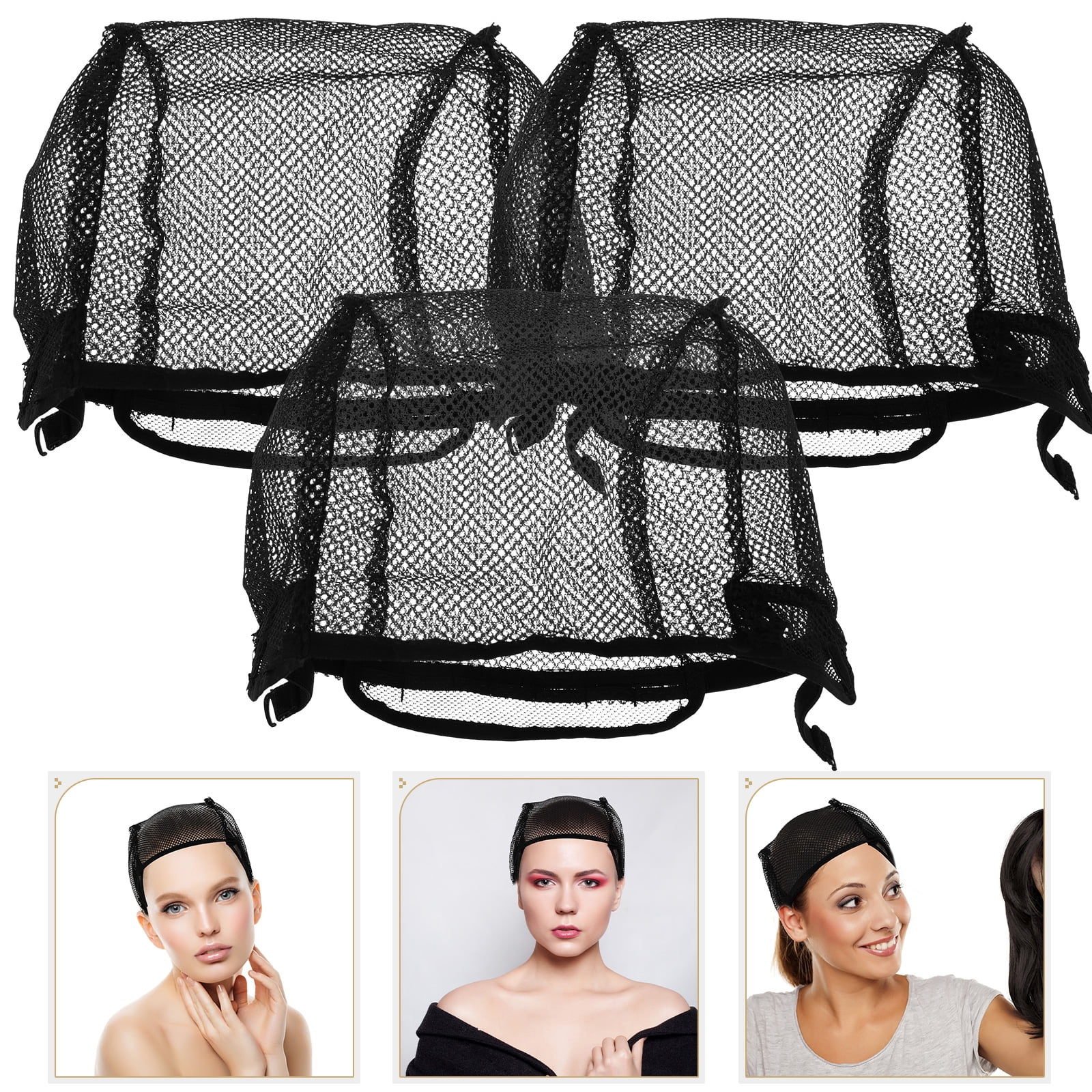 LEXSOMEO 3 pcs Mesh Wig Caps Net Wig Caps Women Hairnet Wig Caps Black ...