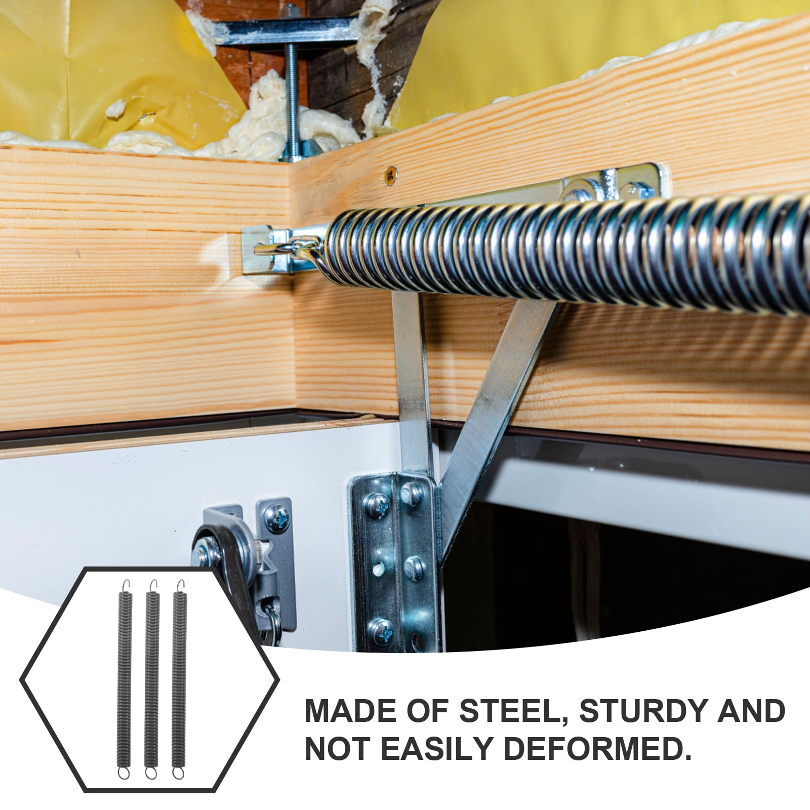 LEXSOMEO 3Pcs Attic Ladder Spring Replacement Ladder Spring Steel ...