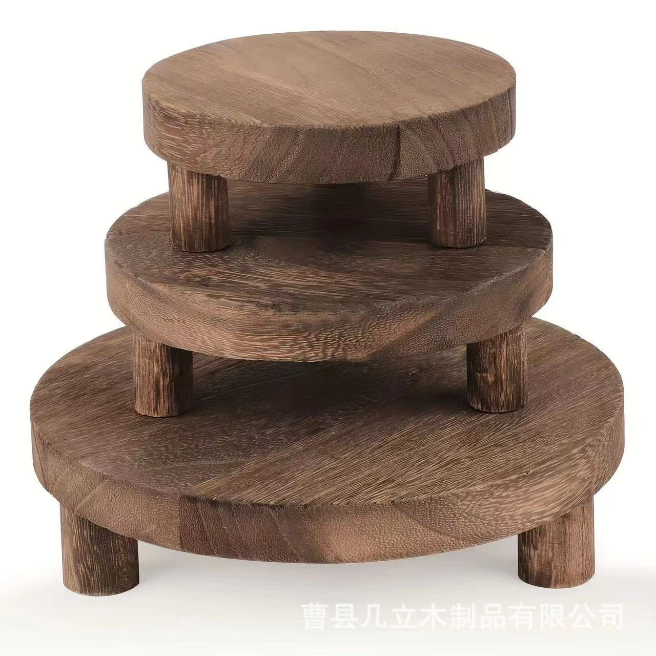 LEXSOMEO 3Pcs Wooden Display Stand Set Rustic Wood Risers for Plants ...