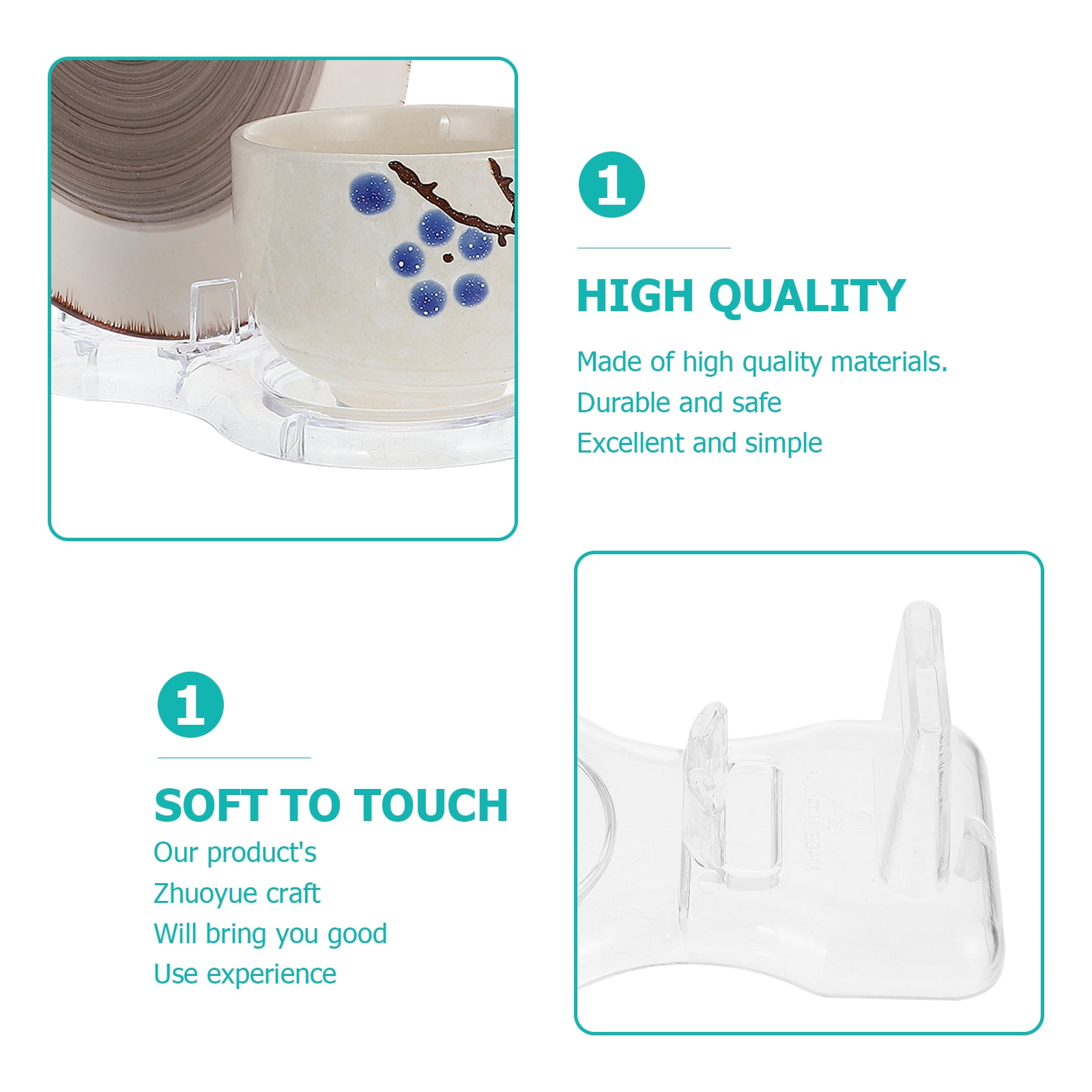 RENACLIPY Acrylic Mug and Plate Stand Set 3 Pieces Clear Organizer for ...