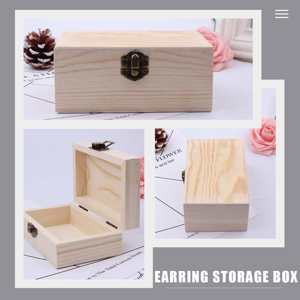 LEXSOMEO 3pcs Unfinished Wood Treasure Chest Small Treasure Box Wooden ...