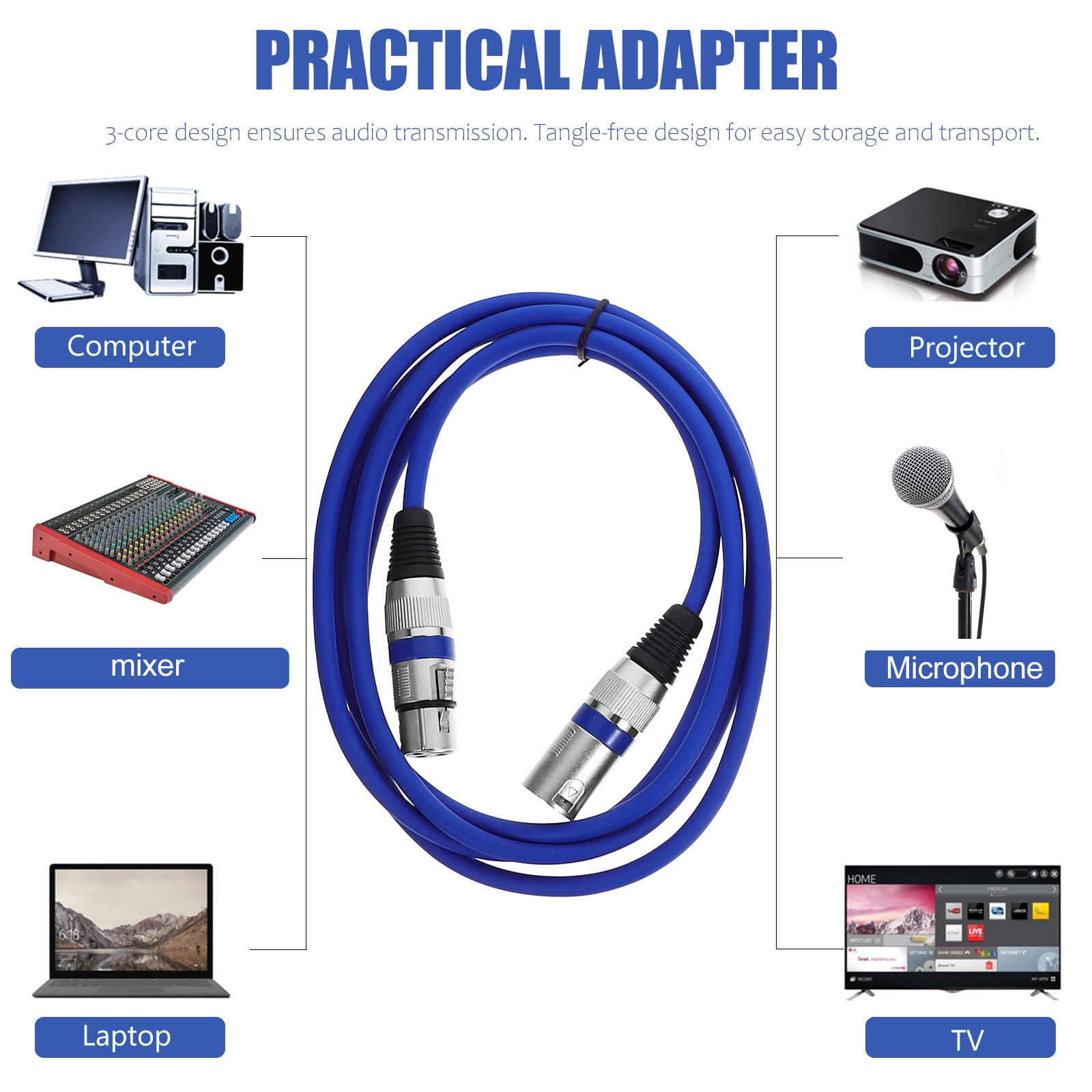 LEXSOMEO 3pcs XLR Cable XLR Male To XLR Female Microphone Cord 2m Wire ...