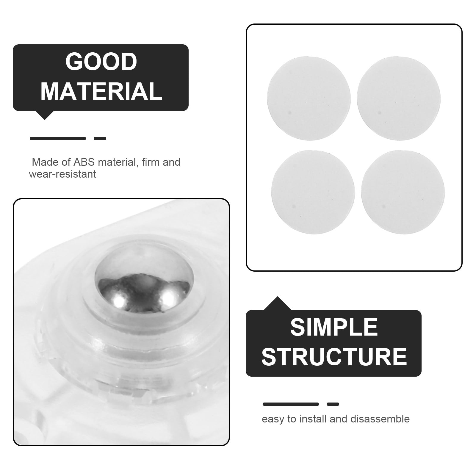 LEXSOMEO 4 pcs Adhesive Caster Wheel Small Caster Wheels Swivel Caster ...