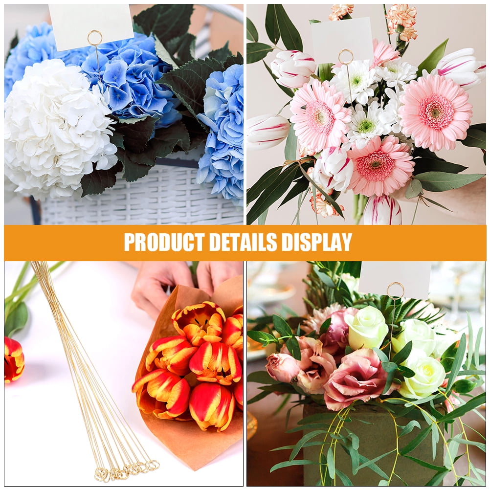 LEXSOMEO 40Pcs Floral Sticks Round Bouquet Card Picks Flower Card ...