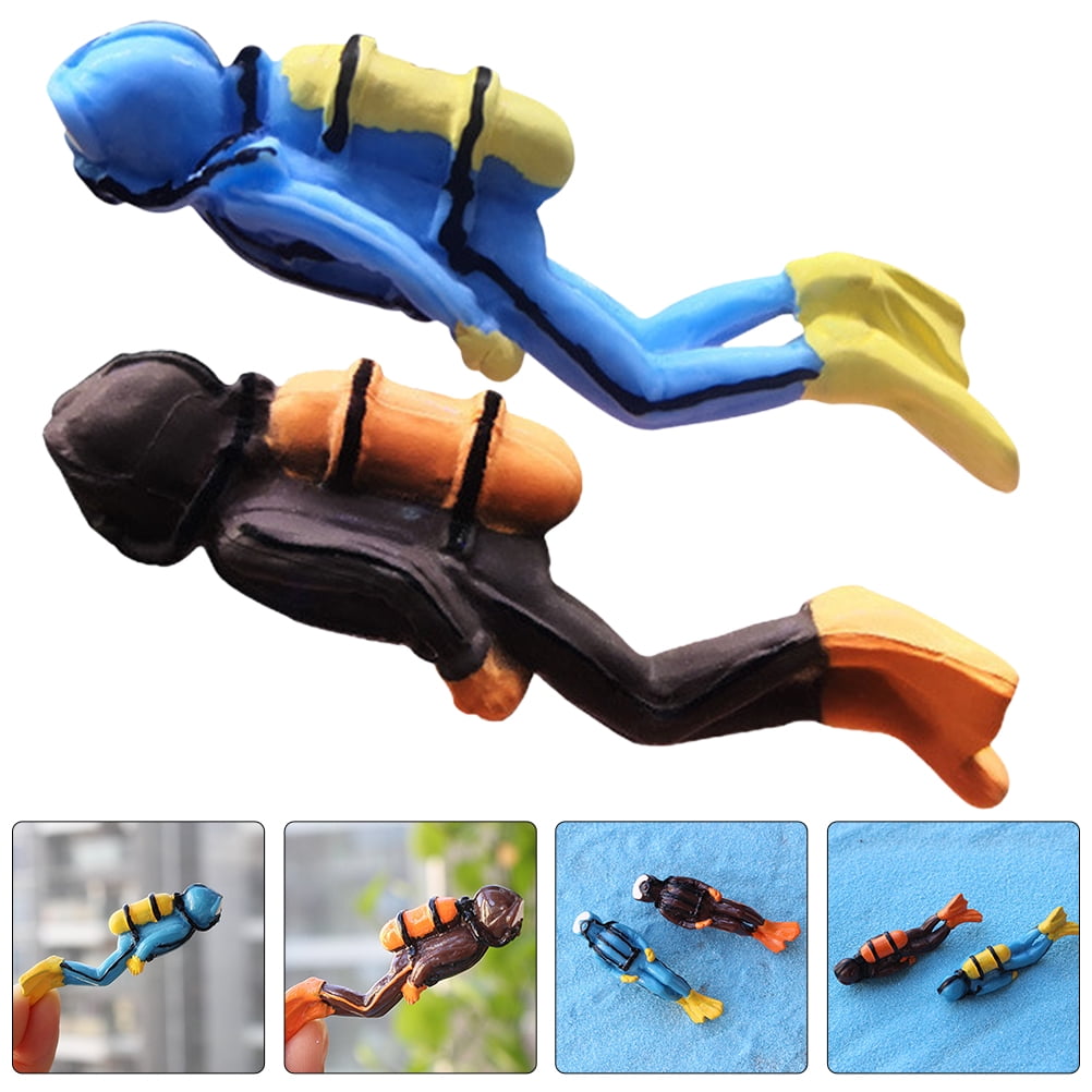 RENACLIPY 4Pcs Resin Diver Figurine Assorted Color for Fish Tank ...