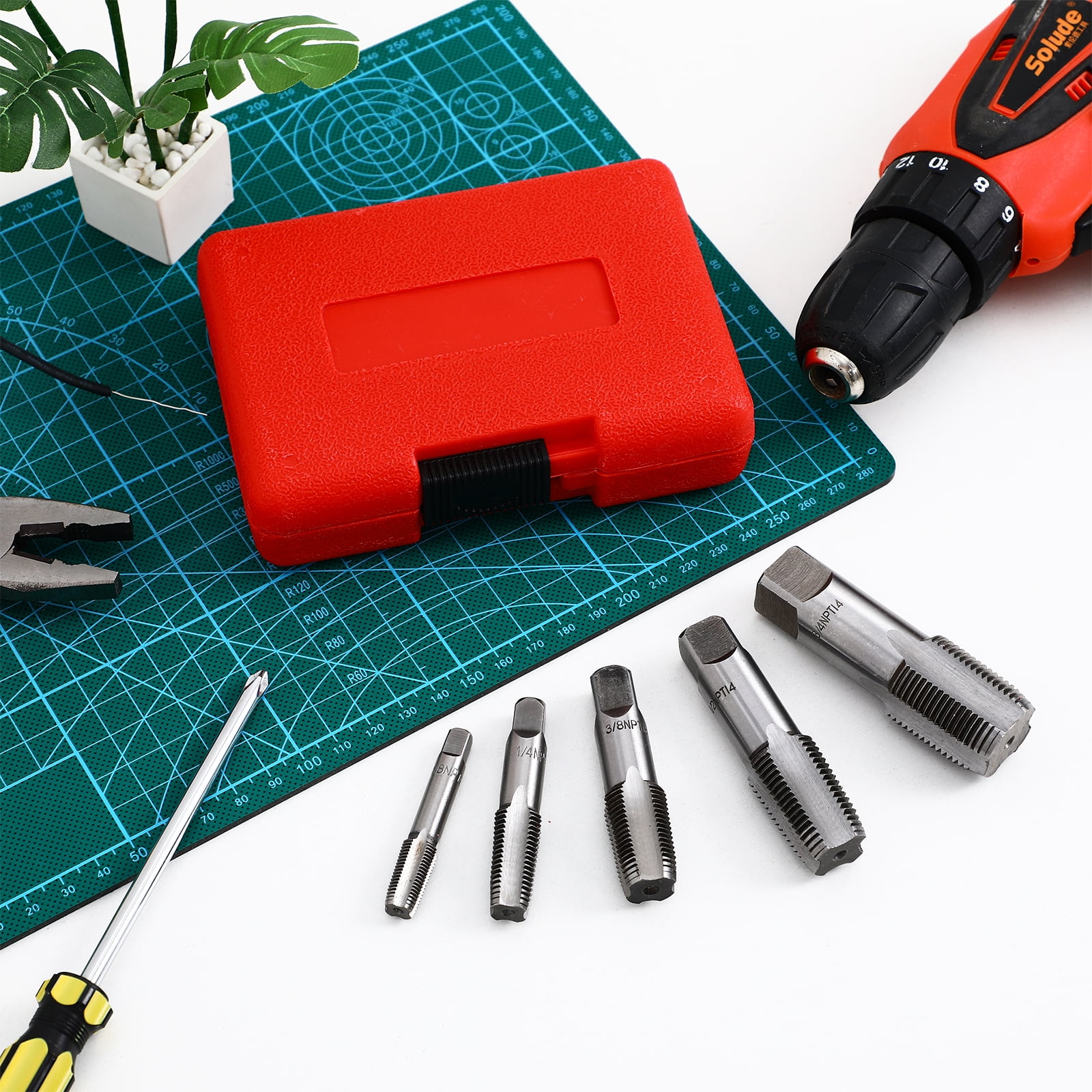 LEXSOMEO 5 Pcs Npt Tap Set Npt Pipe Tap 1/8, 1/4, 3/8, 1/2, 3/4 Screw ...