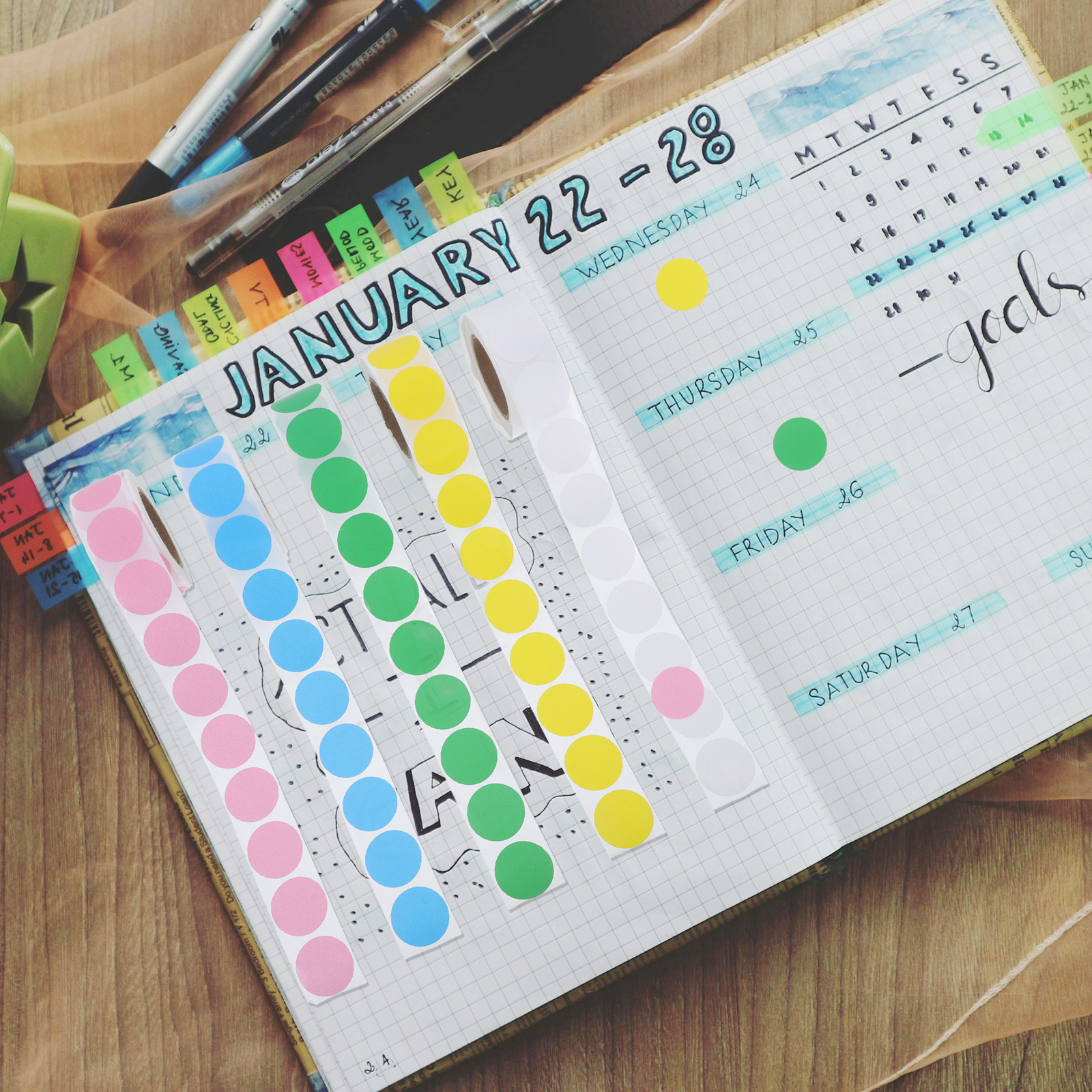 LEXSOMEO 5 Rolls Round Color Thermal Labels Circular Thermal Sticker ...