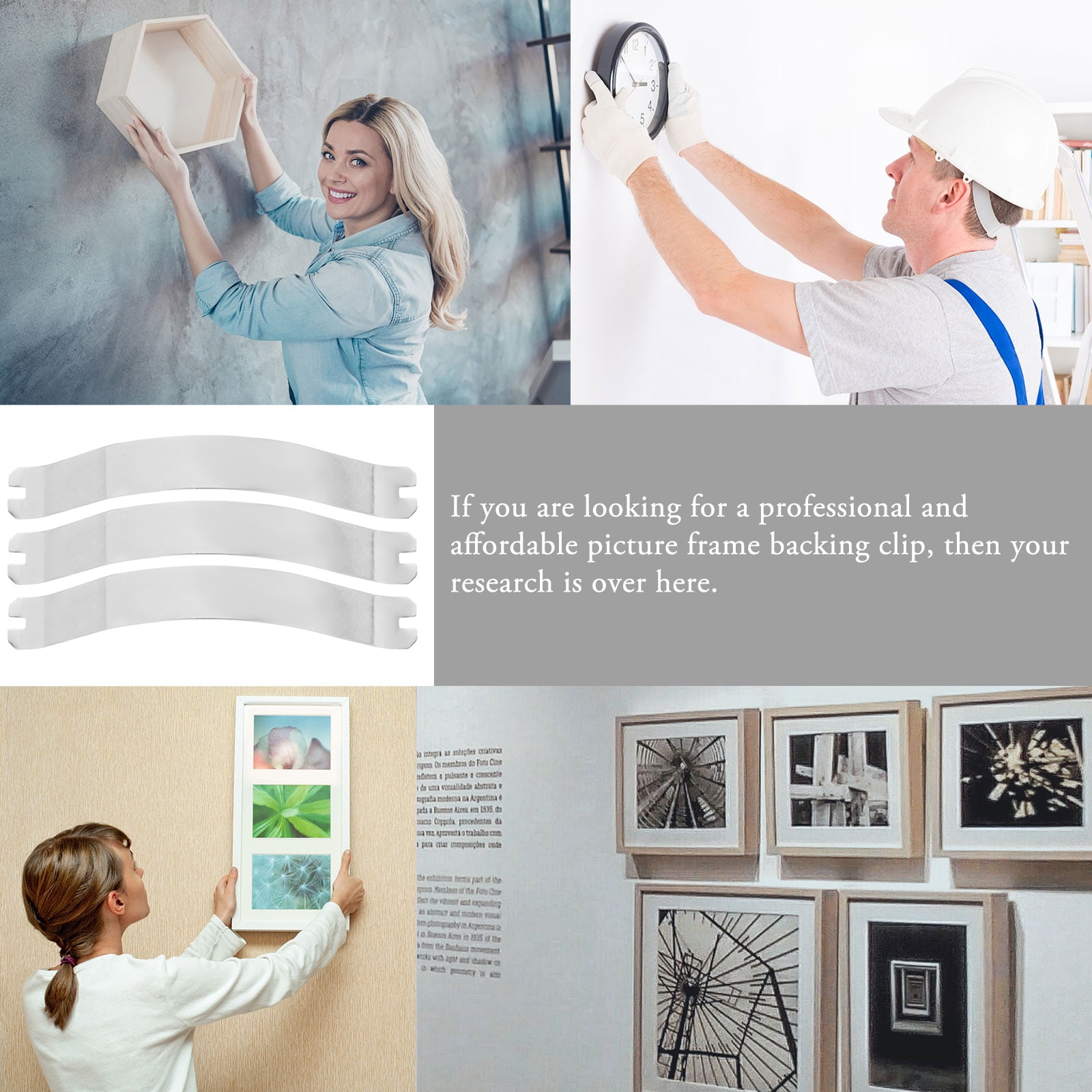 HEMOTON Aluminum Alloy Picture Frame Clips for Photo Frame Grey Color ...