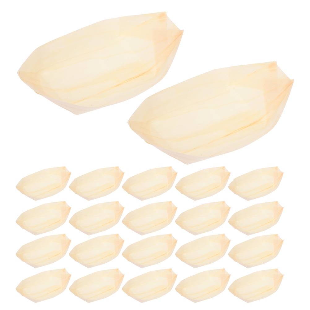 HEMOTON Durable Disposable Wooden Sushi Boat Plates for Charcuterie and ...