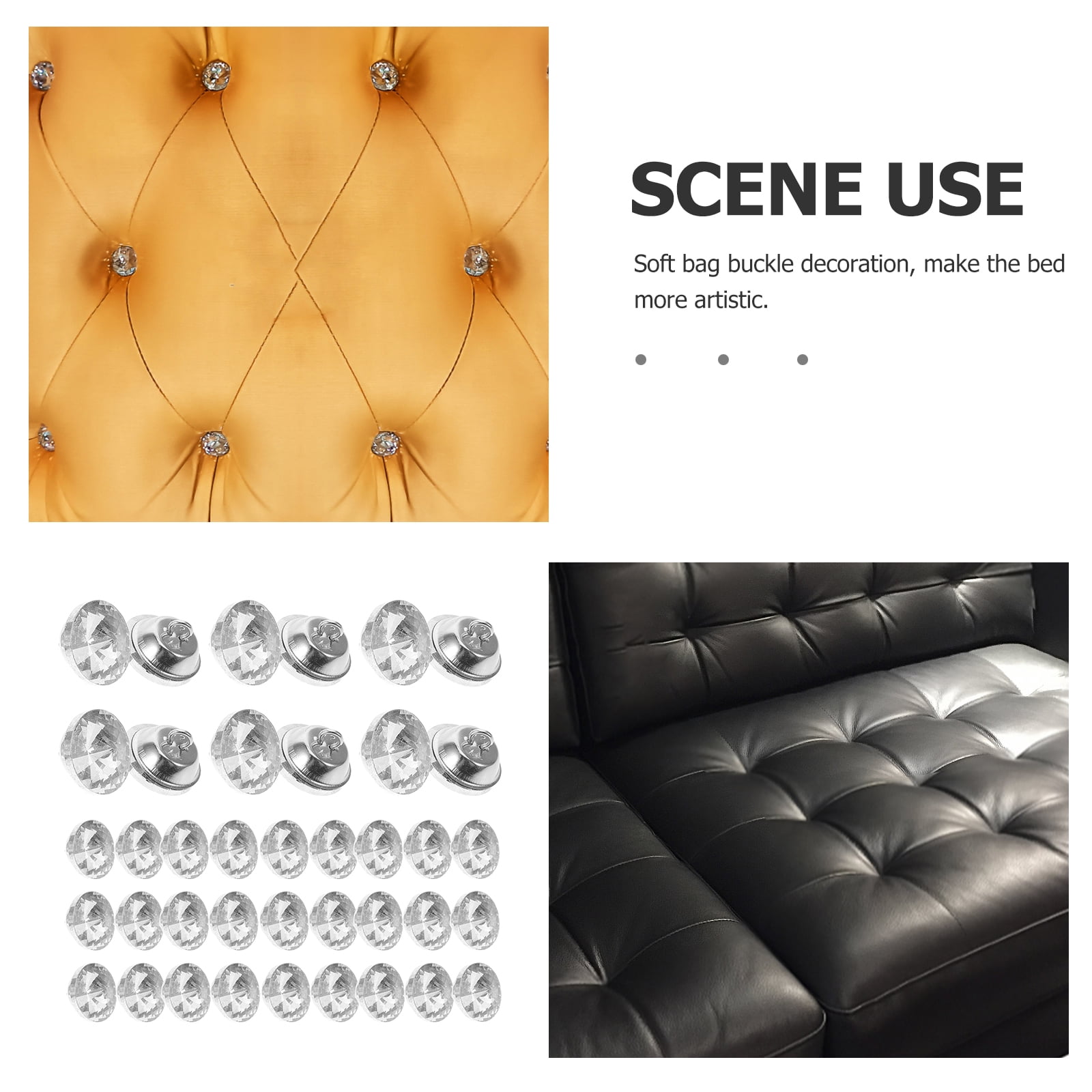 RENACLIPY Acrylic Crystal Sofa Buttons Transparent Decorative ...