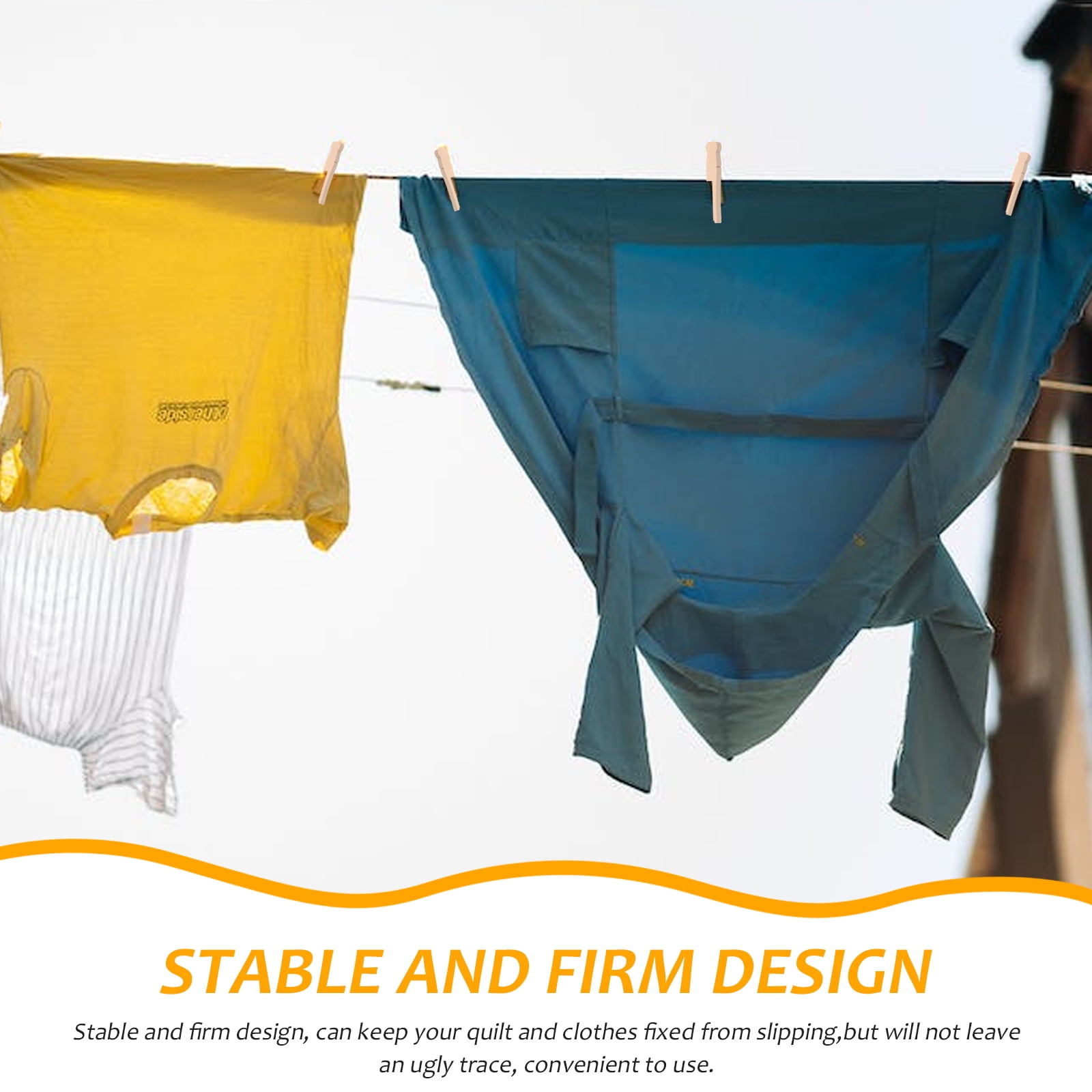 LEXSOMEO 50pcs Wood Clothespins Classic Wooden Laundry Clothespins ...