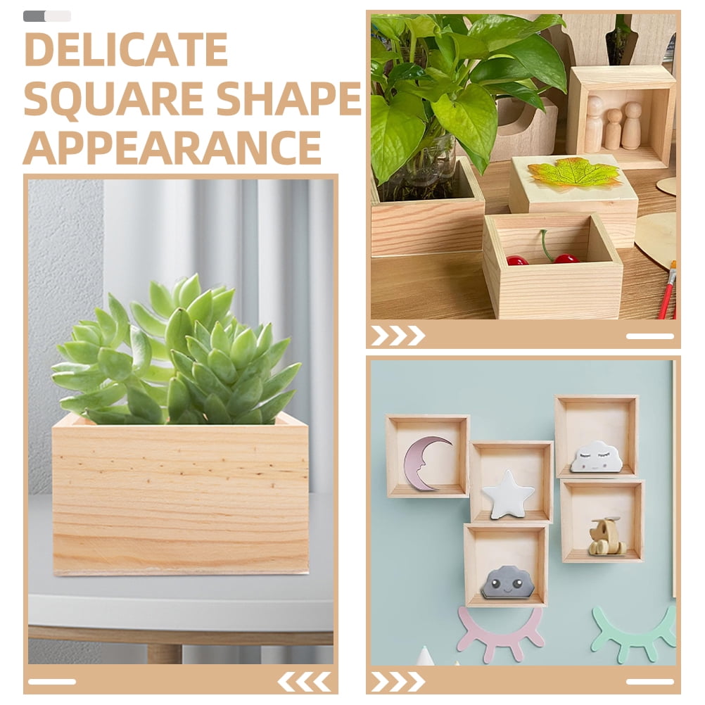 LEXSOMEO 5PCS Unfinished Wood Boxes DIY Multi-Functional Plant Storage ...