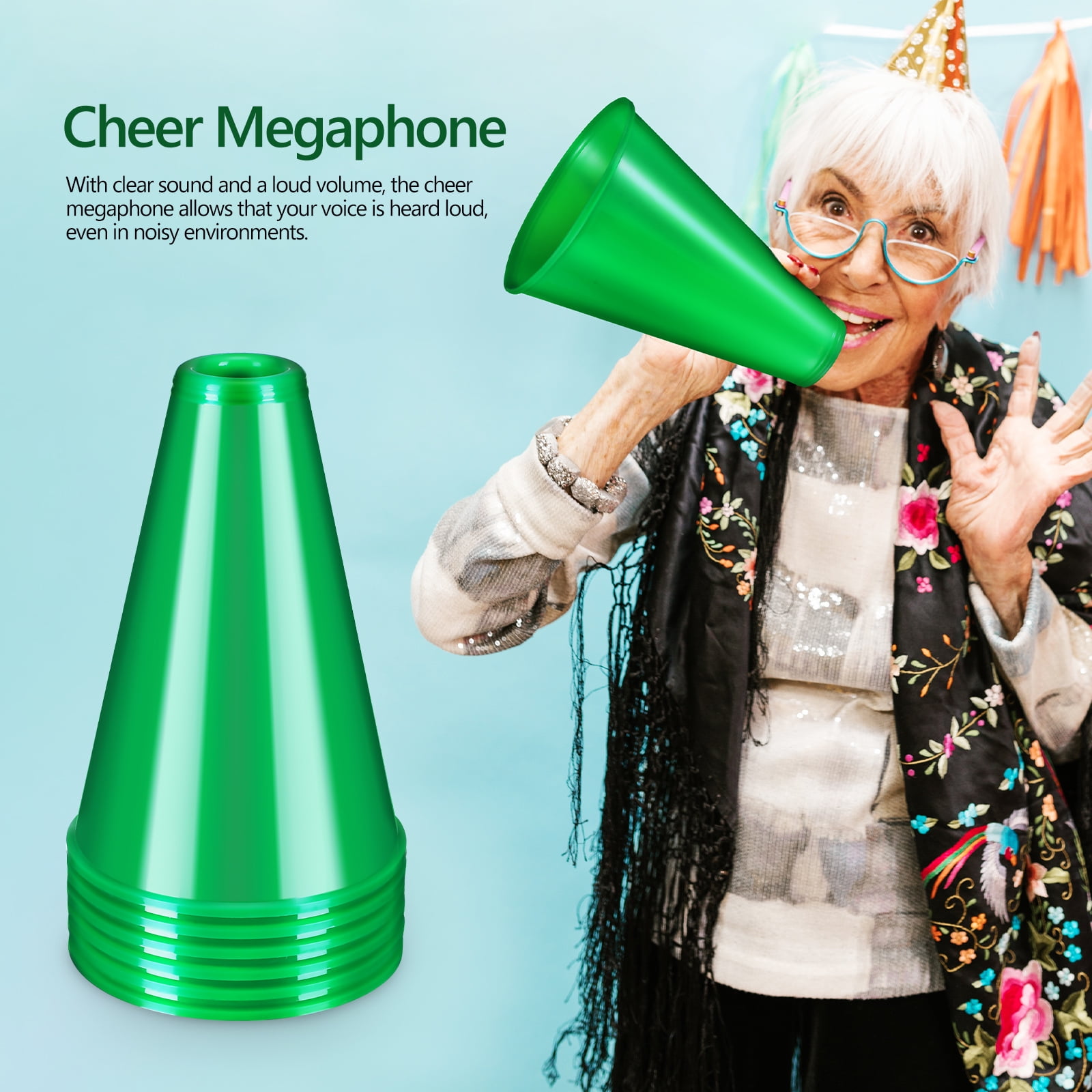 LEXSOMEO 6 Pcs Cheer Megaphones Plastic Megaphone Party Favor ...