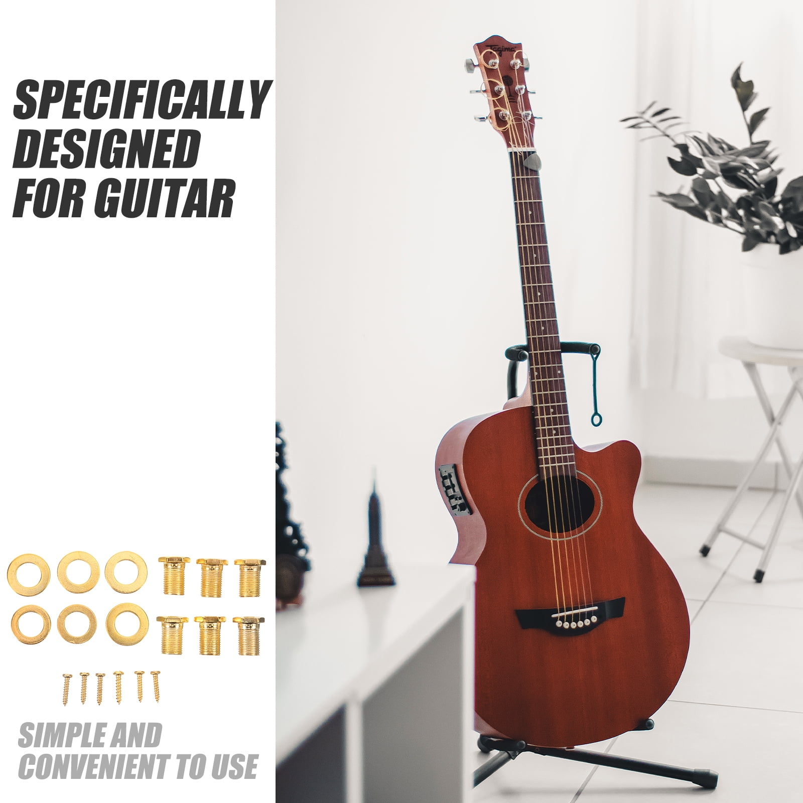 LEXSOMEO 6 Sets Guitar Tuner Screws Guitar Tuner Nuts with Mounting ...