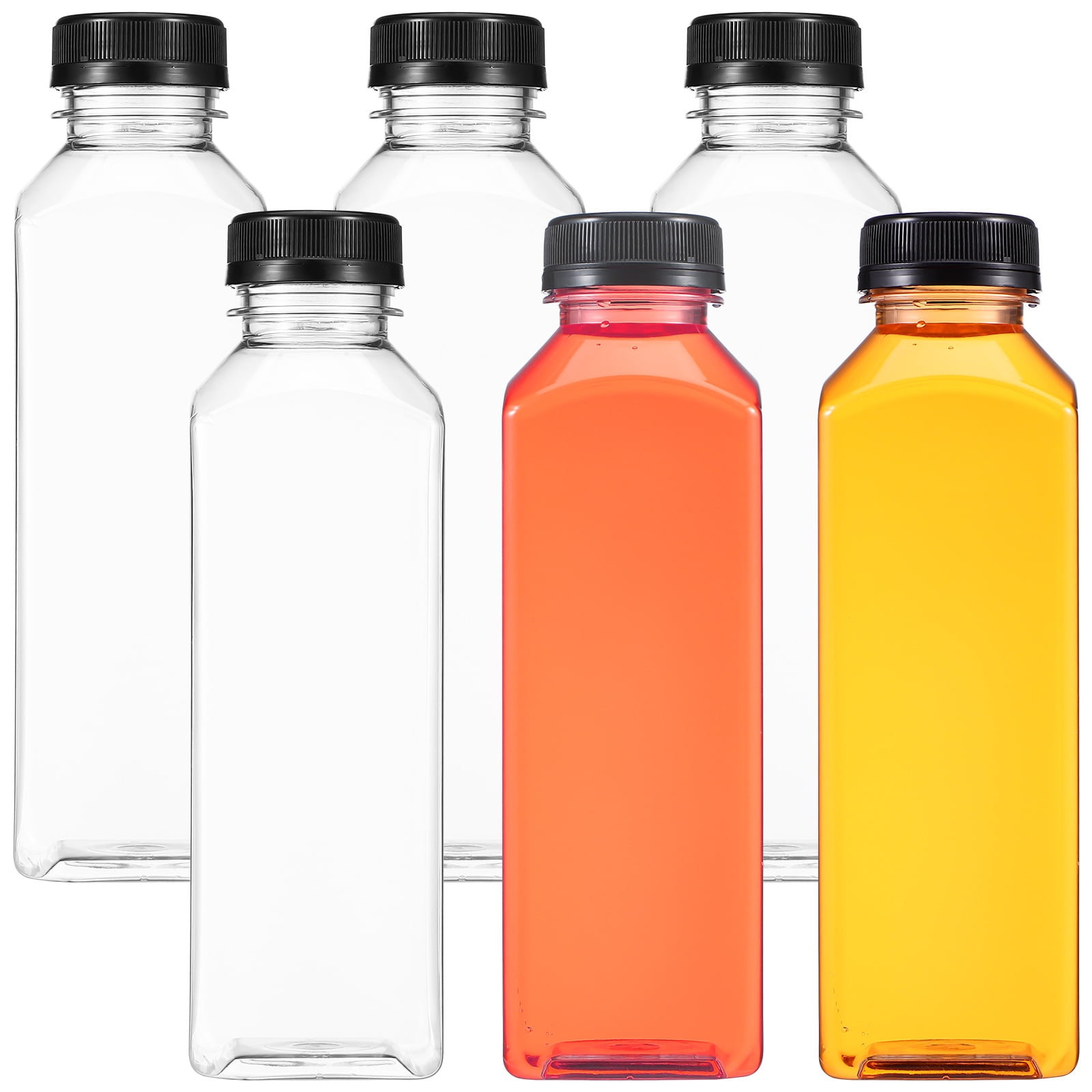 RENACLIPY Clear Pet Juice Bottles Assorted Colors Easy to Stack for ...