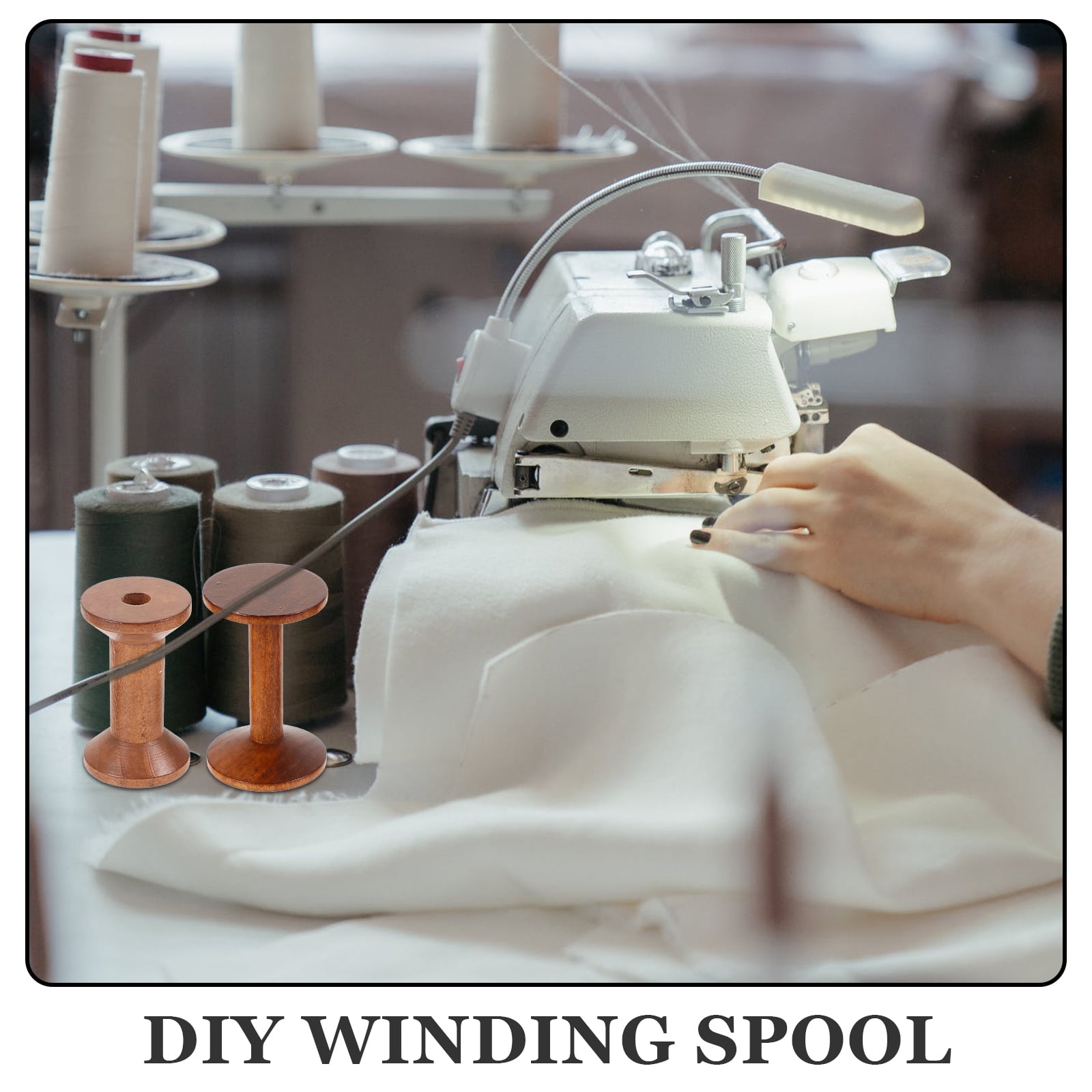 LEXSOMEO 7PCS Thread Spools Wooden Empty Thread Spools Crafts Wood ...