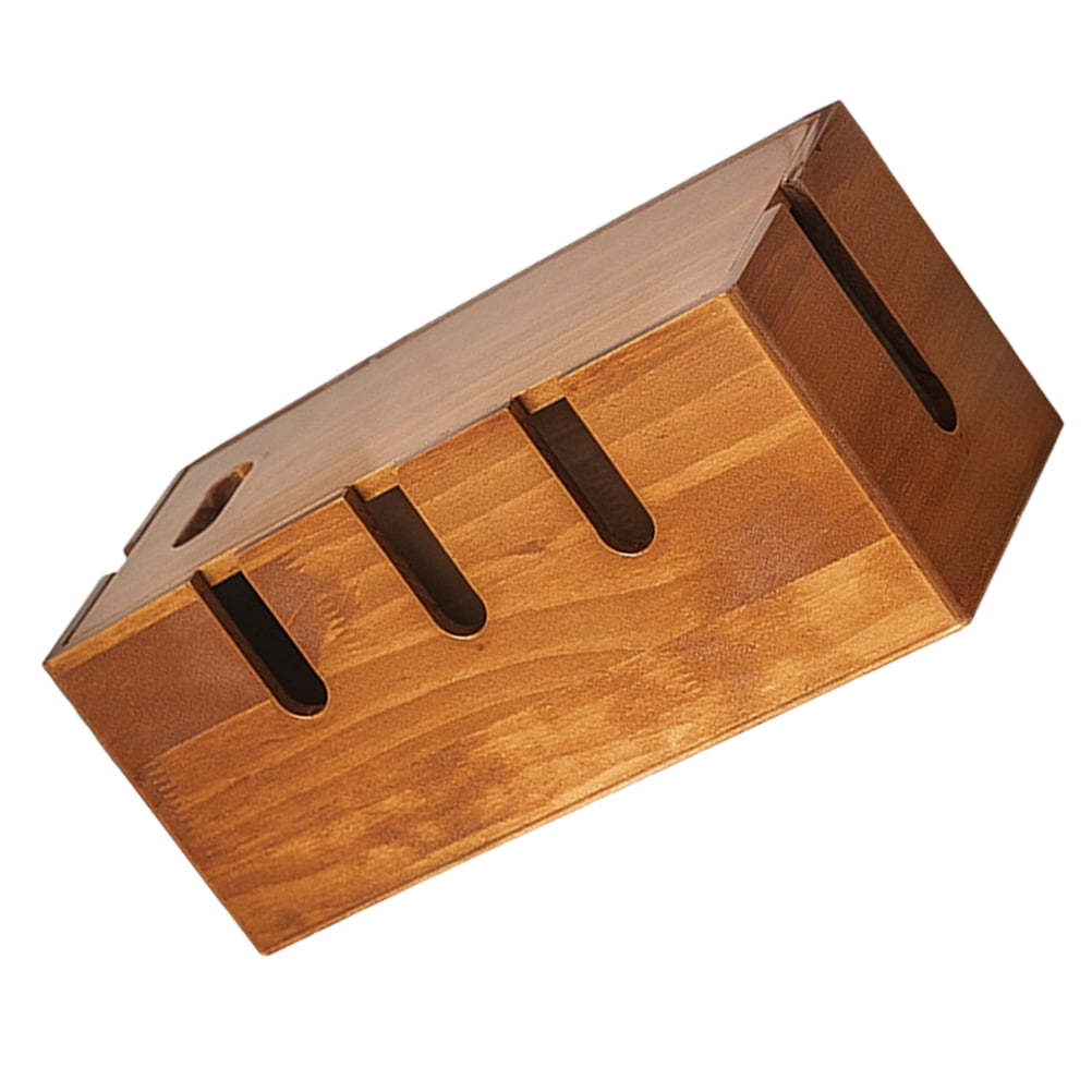 LEXSOMEO Cable Management Box Wooden Cord Organizer Box Desk Computer ...