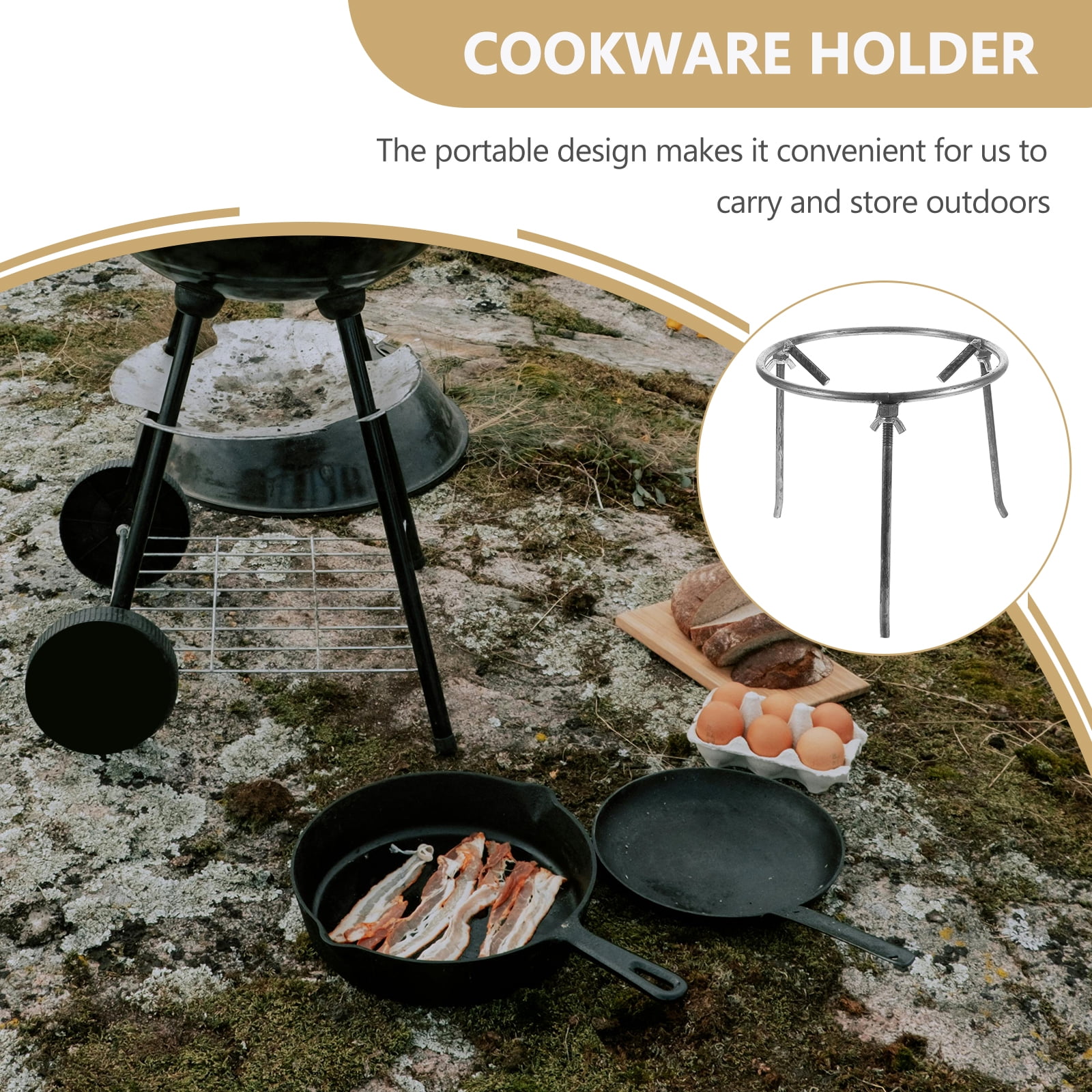 Camping Tripod Campfire Stand with Carbon Steel Grill for Open Fire ...