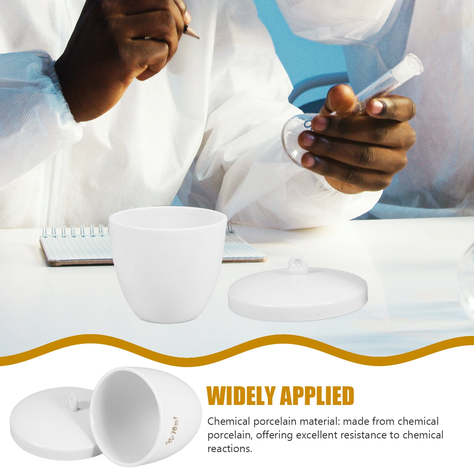 LEXSOMEO Ceramic Crucible 70ml Porcelain Crucible Cup With Lid Cover And Handle For Melting ...