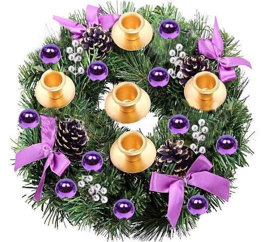 LEXSOMEO Christmas Advent Wreath Purple Ribbons Christmas Wreath Advent ...