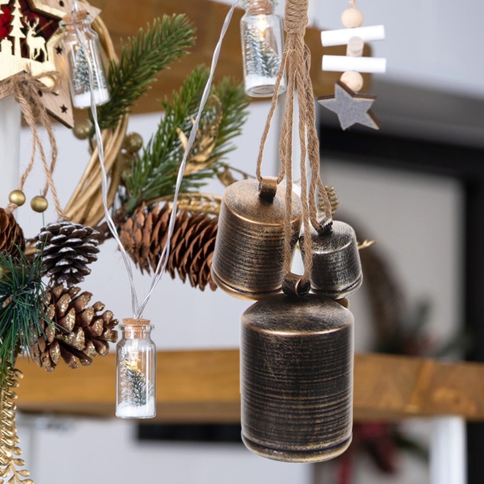 LEXSOMEO Cylindrical Bells String Cow Bell Wind Chime Outside Metal ...