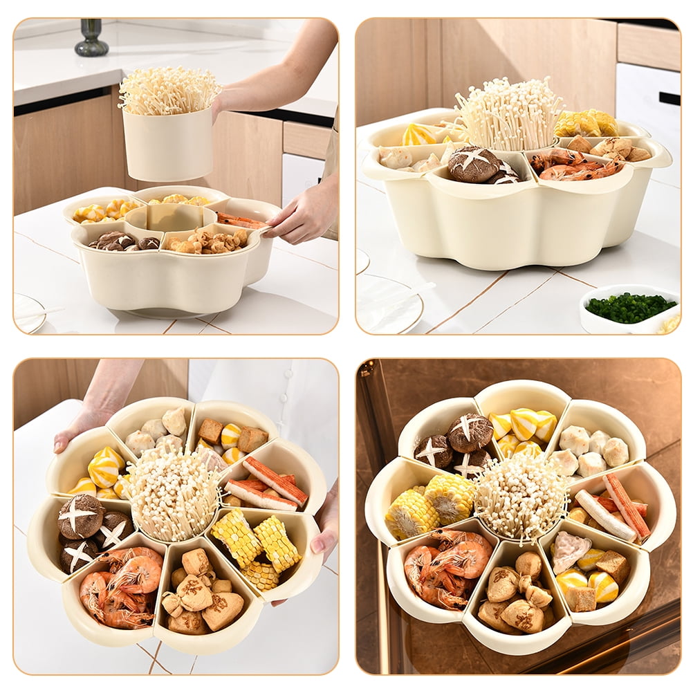 RENACLIPY Divided Serving Dish PP Drain Vegetable Basket Household ...