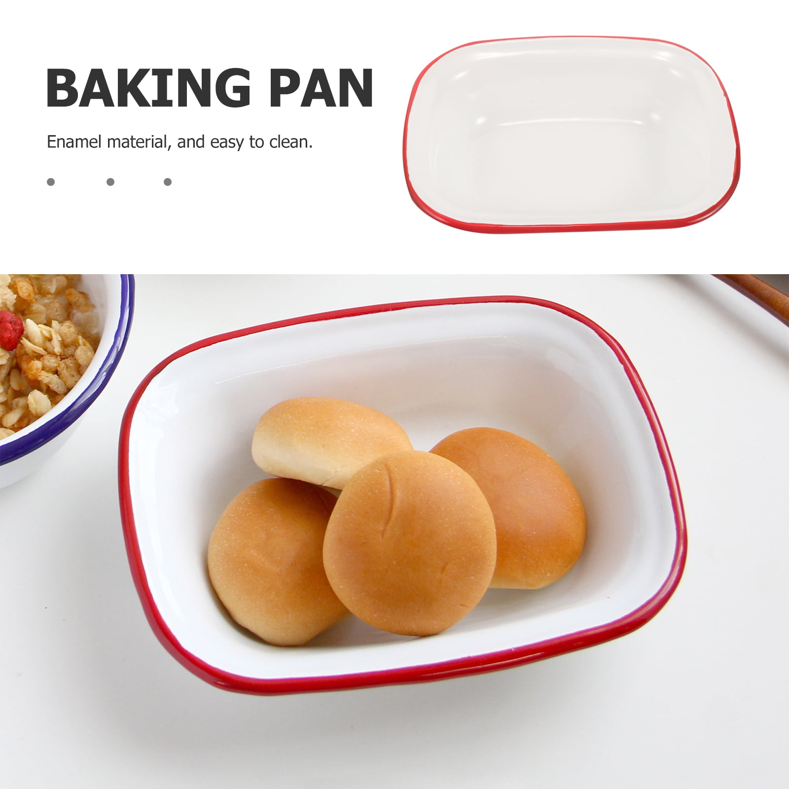 RENACLIPY Bakeware Pans Enamel Baking Pan Red 1Set - Walmart.com