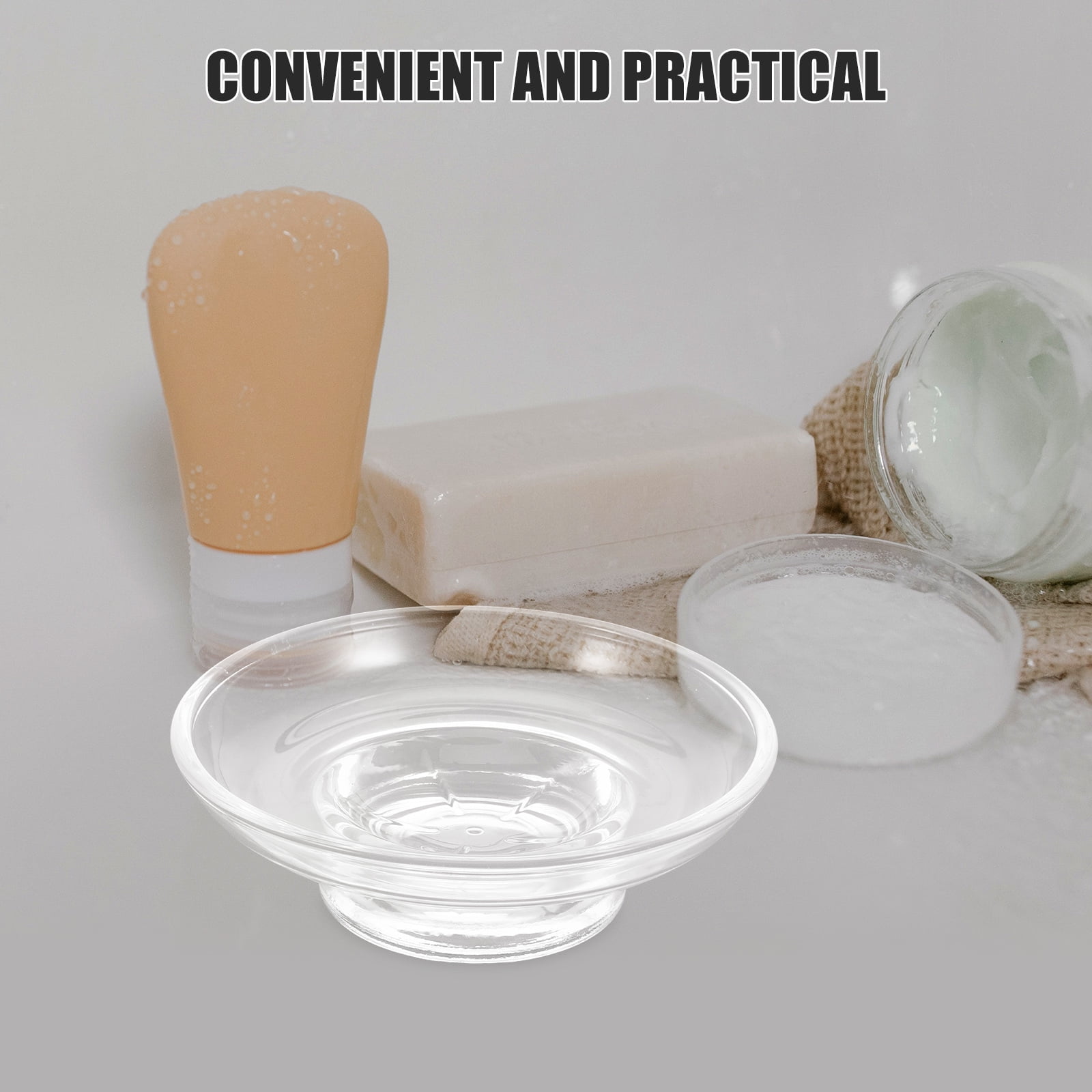 LEXSOMEO Frosted Glass Soap Dish Round Bathroom Replacement Soap Holder ...