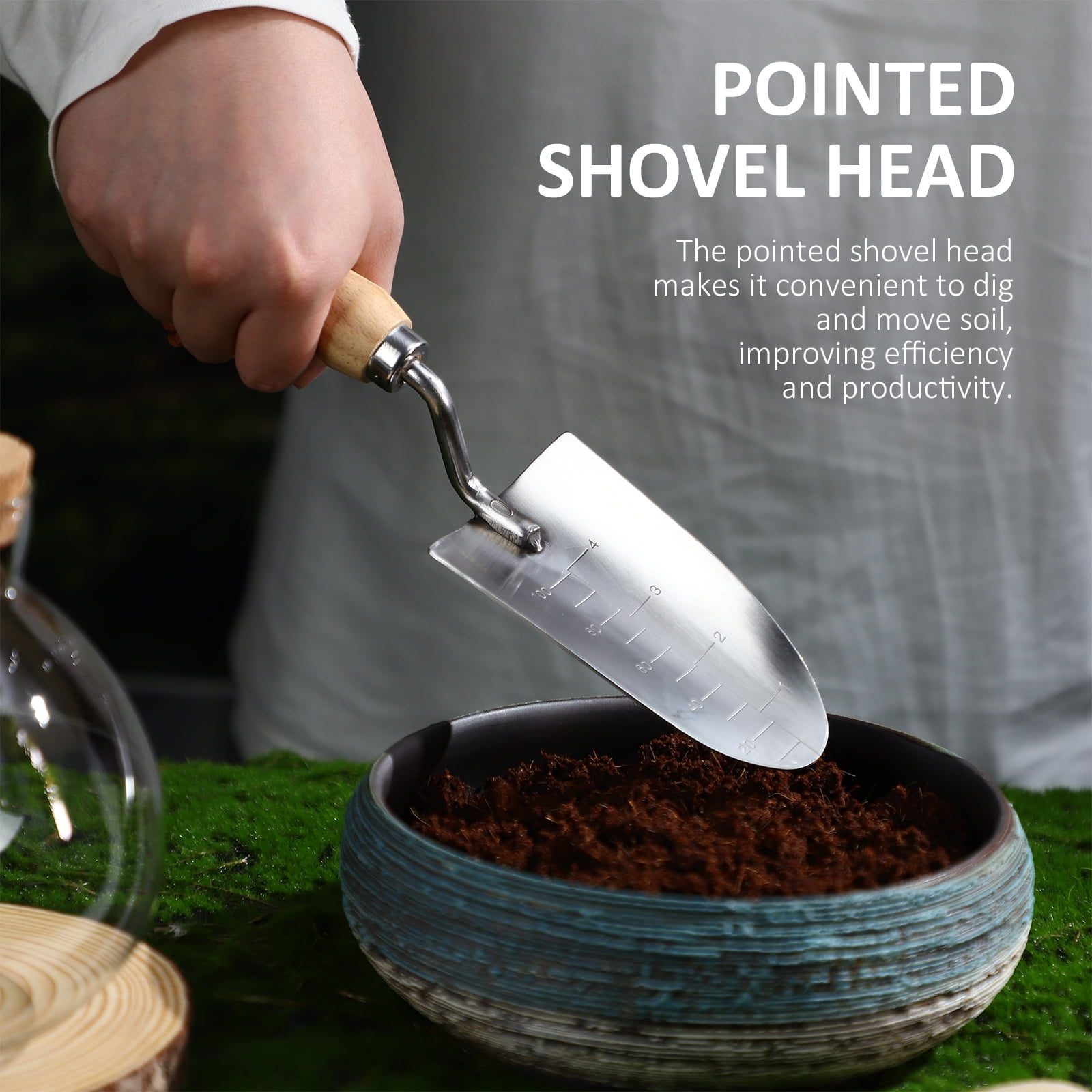 RENACLIPY Stainless Steel Gardening Hand Trowel Spade for Easy Soil ...