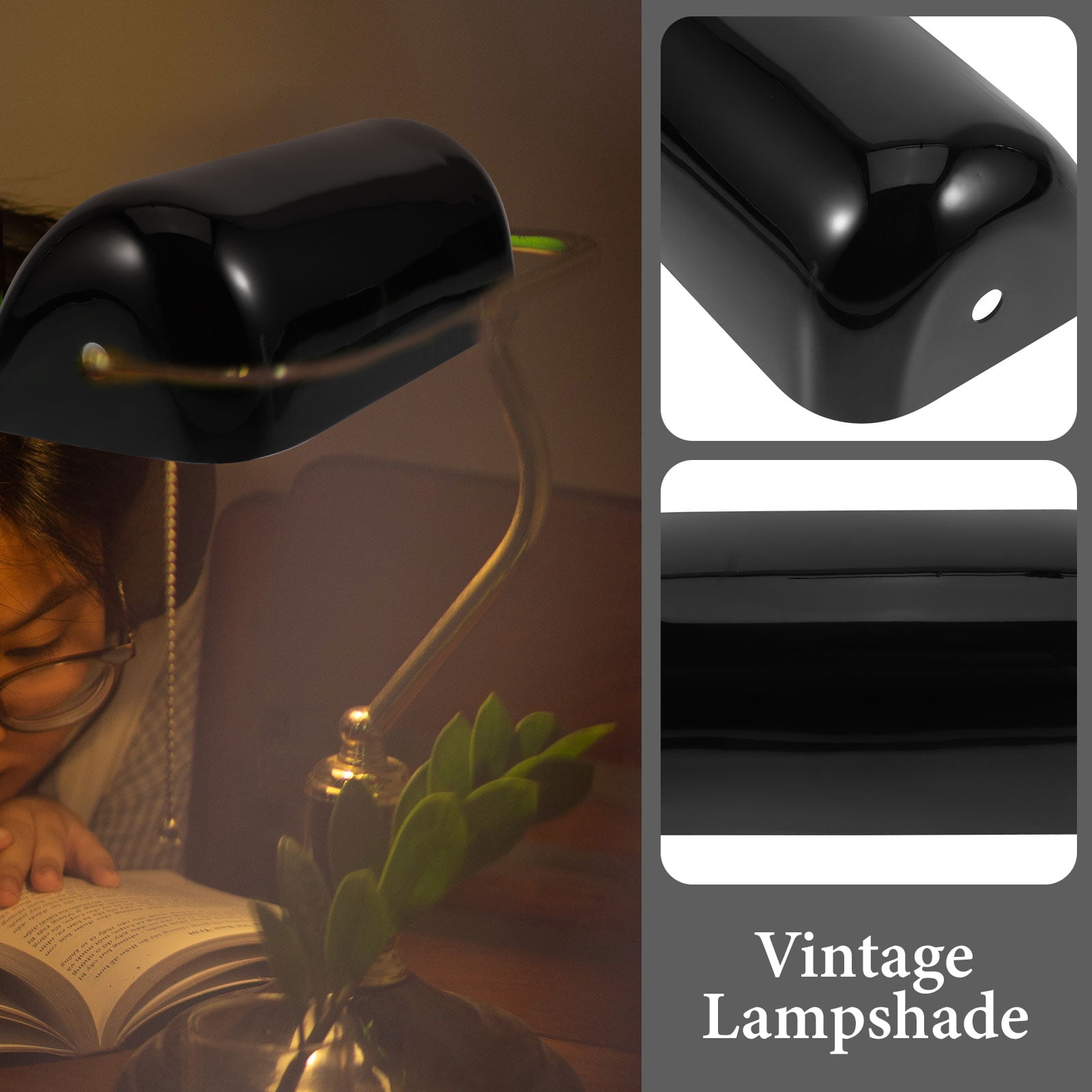 LEXSOMEO Glass Lampshade Vintage Bankers Glass Lampshade Desk Lamp ...