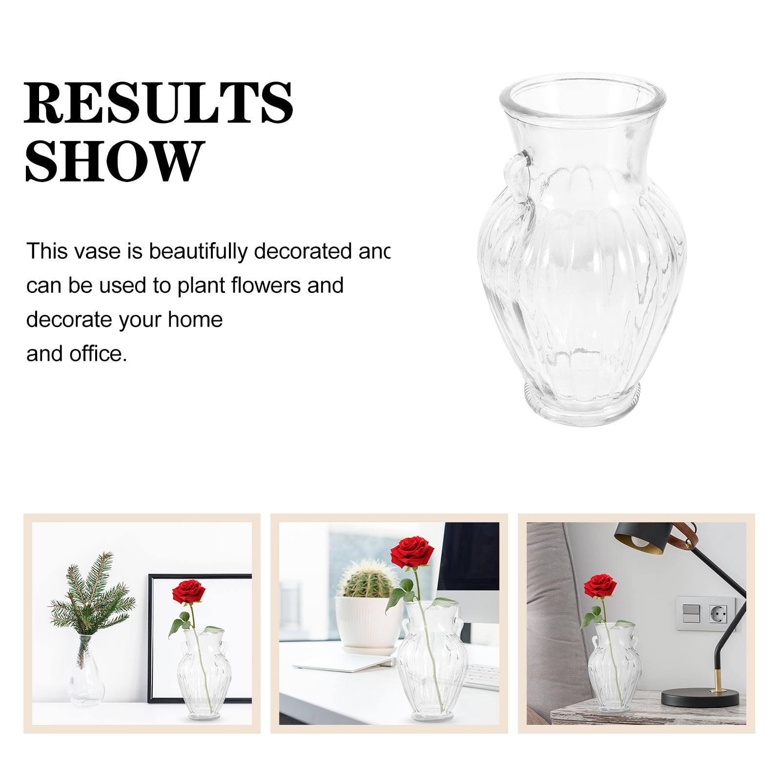 LEXSOMEO Glass Vase With Handle Decorative Flower Vase Desktop Flower ...