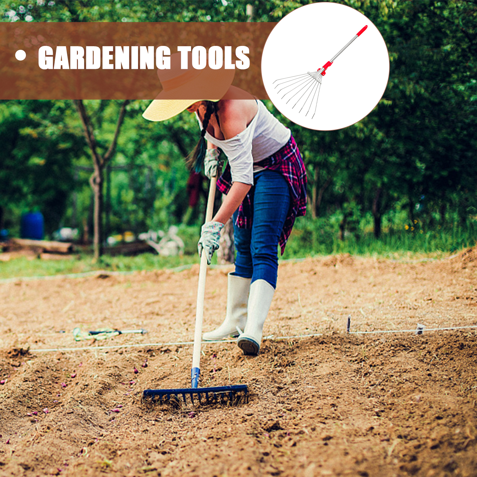 LEXSOMEO Handheld Gardening Rake Leaf Cleaning Rake Garden Rake ...