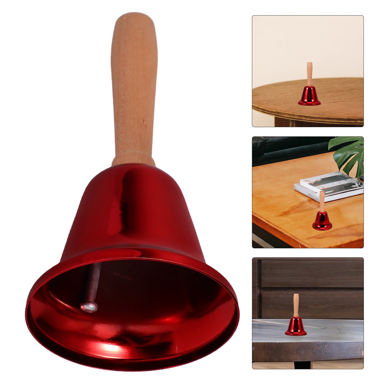 LEXSOMEO Handheld Metal Call Bell with Wooden Handle Loud Metal ...