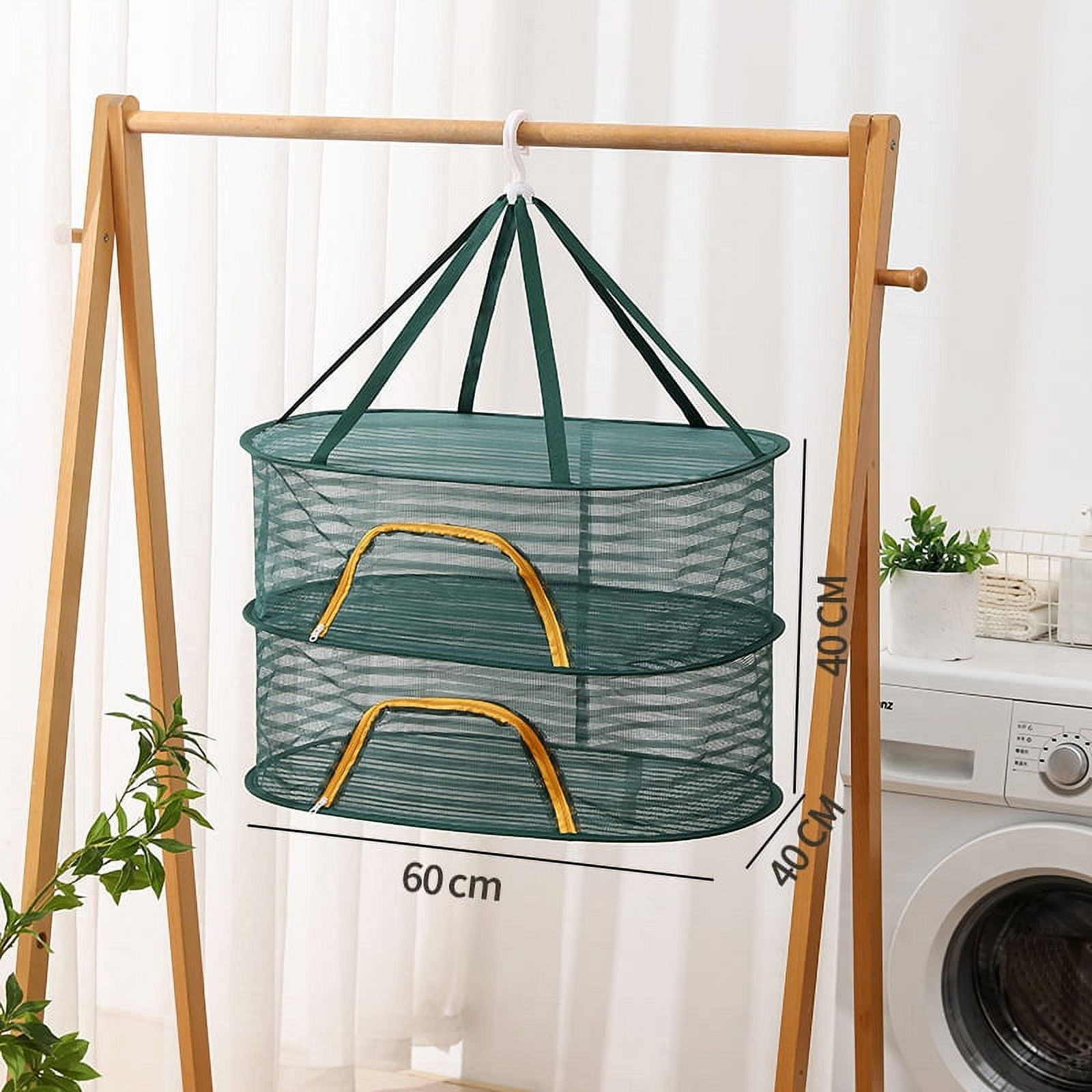 LEXSOMEO Hanging Drying Rack 2 Layers Mesh Hanging Plants Dryer Net ...