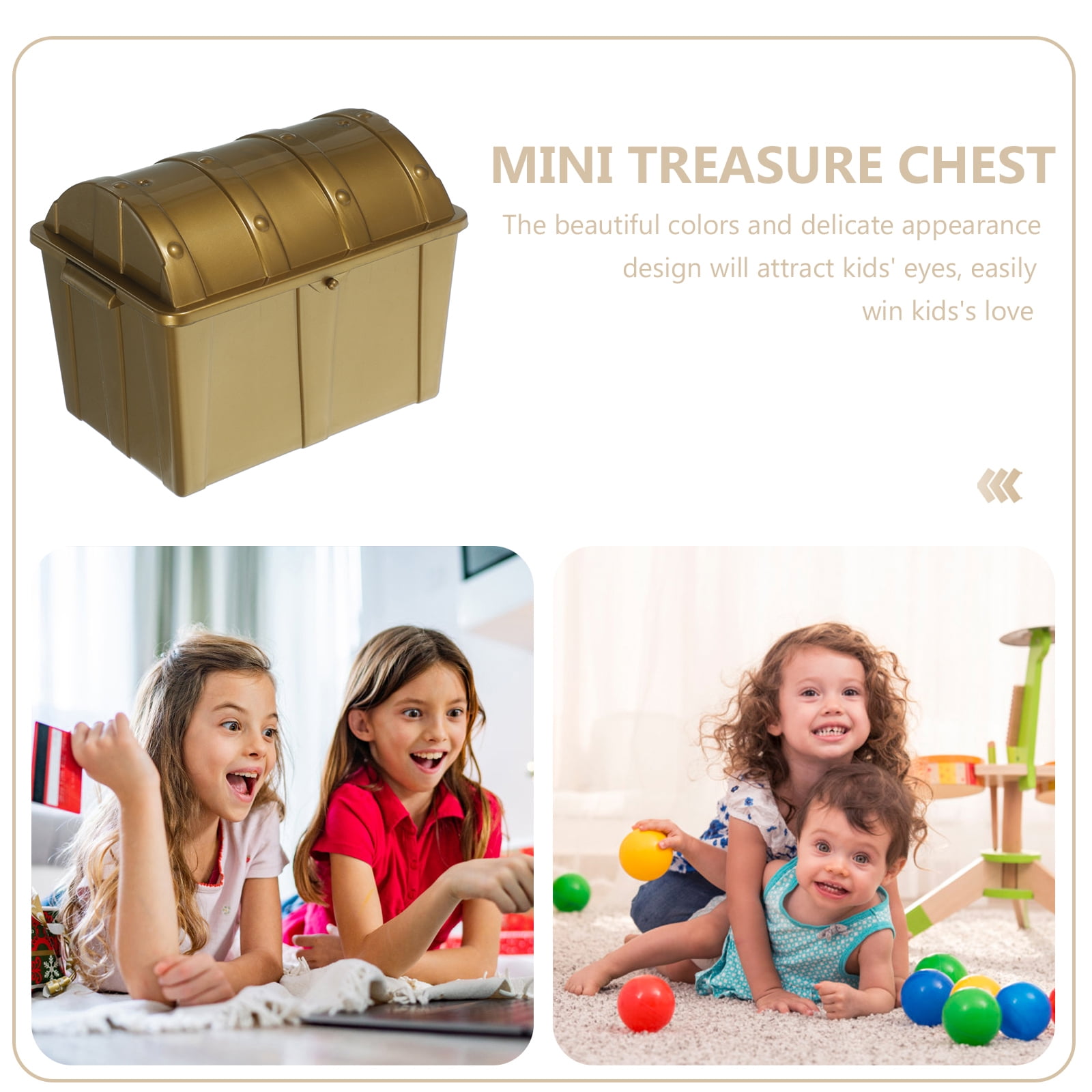 LEXSOMEO Kids Treasure Chest Small Plastic Storage Box Vintage Pirate ...