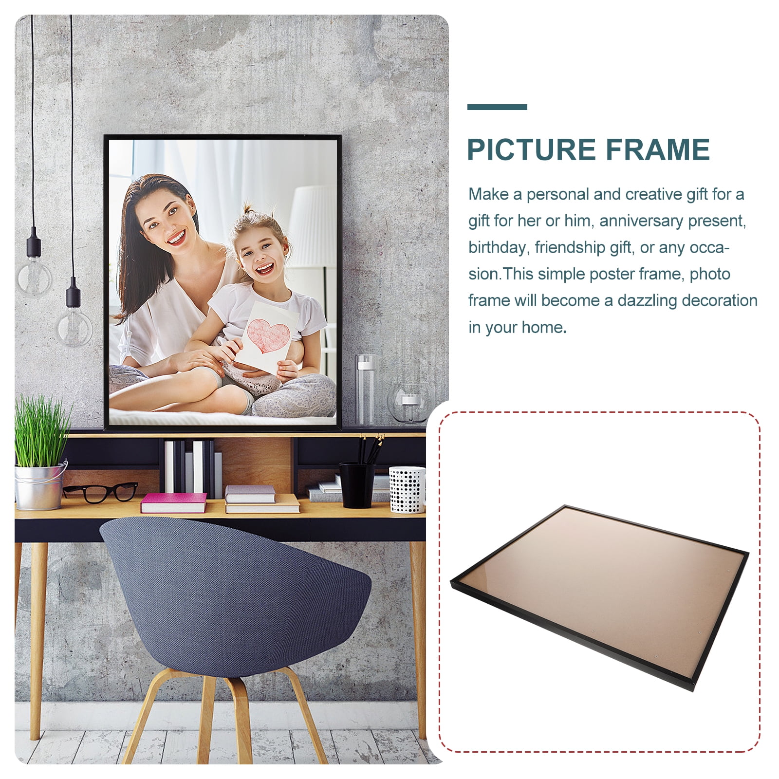 HEMOTON Wall Hanging Large Black Metal Aluminum Alloy Poster Frame for ...
