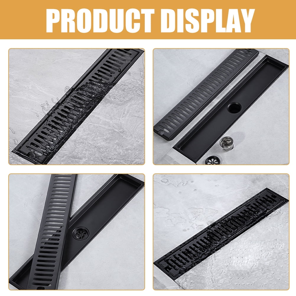 LEXSOMEO Linear Drain Shower Drain Stainless Steel Floor Drain Bathroom ...