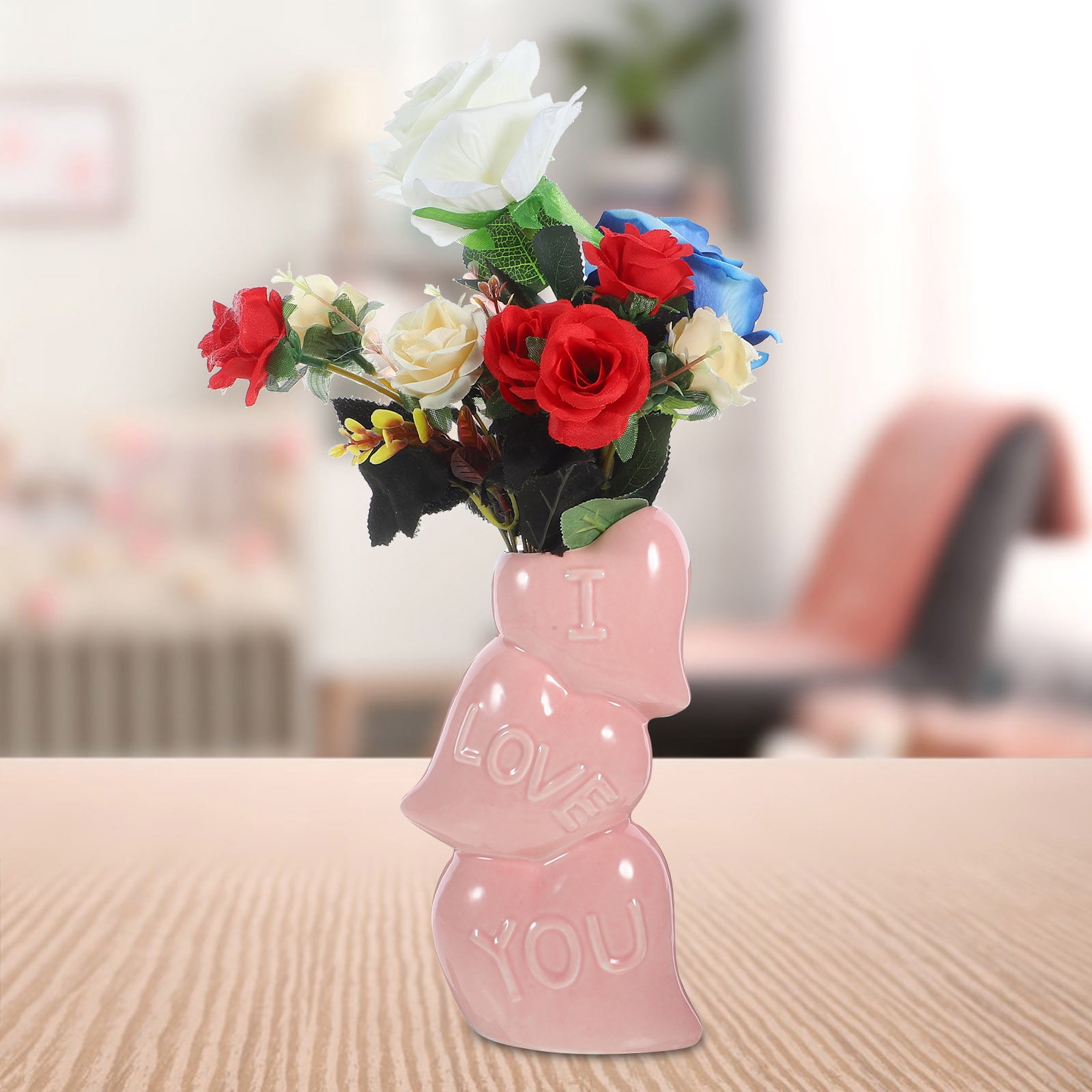 LEXSOMEO Love Ceramic Vase Tabletop Decoration Heart Shaped Flower Vase ...