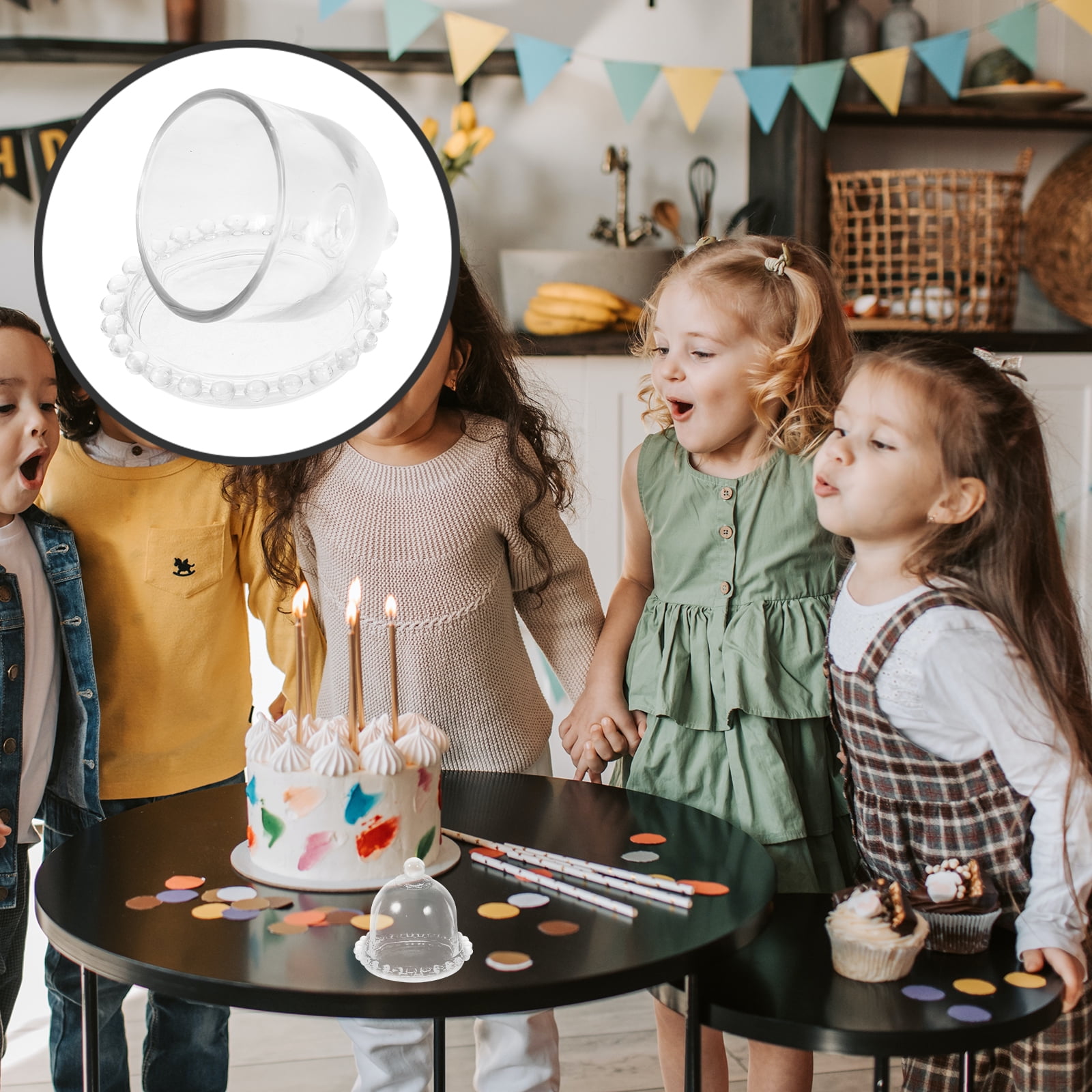 LEXSOMEO Mini Cake Stand with Dome Lid Clear Small Cake Glass Display ...