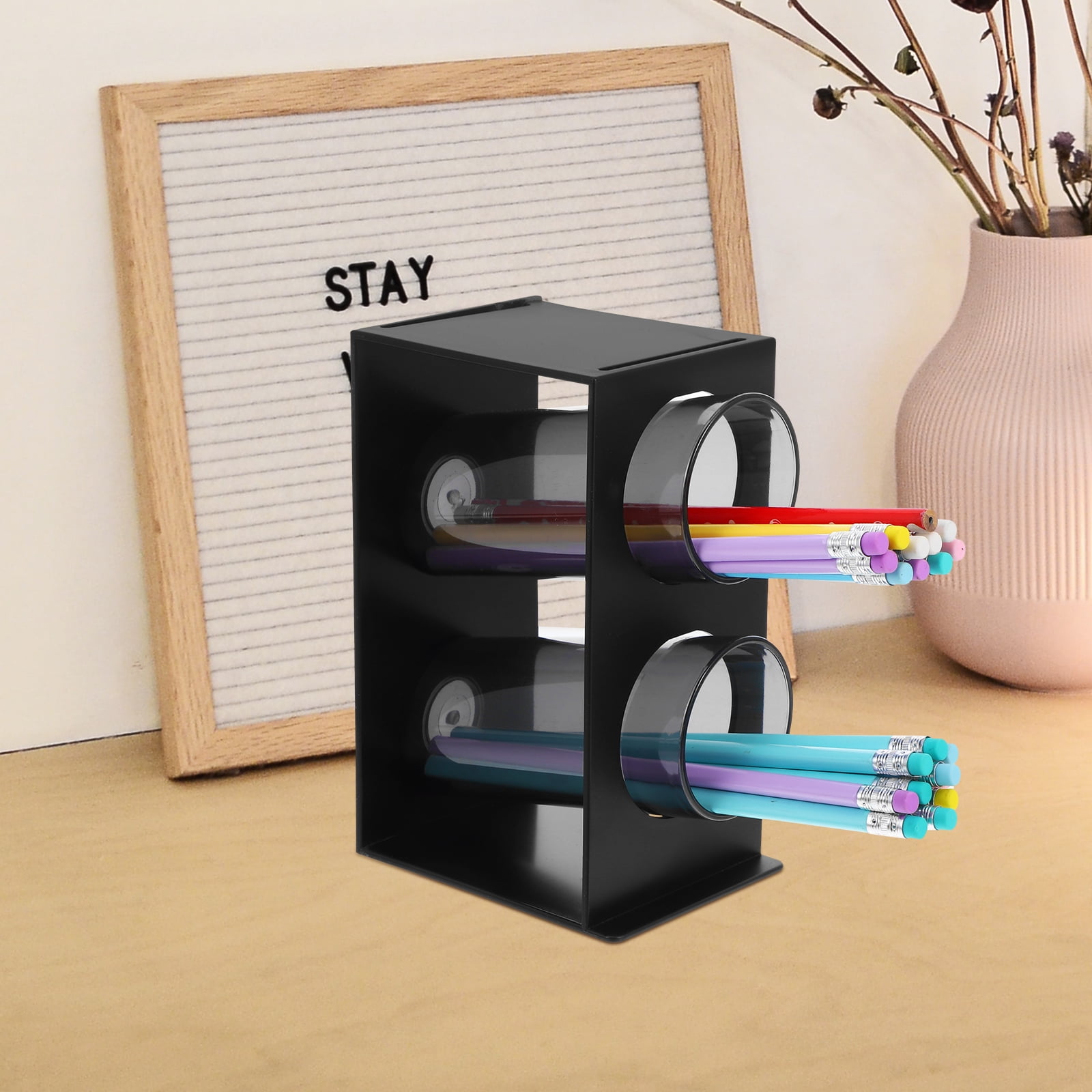 LEXSOMEO Office Pen Holder 2-compartment Pen Holder Double-grid Pen ...