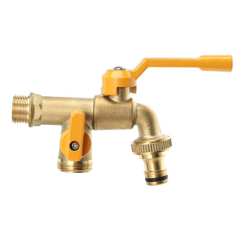 LEXSOMEO Outdoor Double Taps Water Faucets Wall Mounted Garden Brass ...