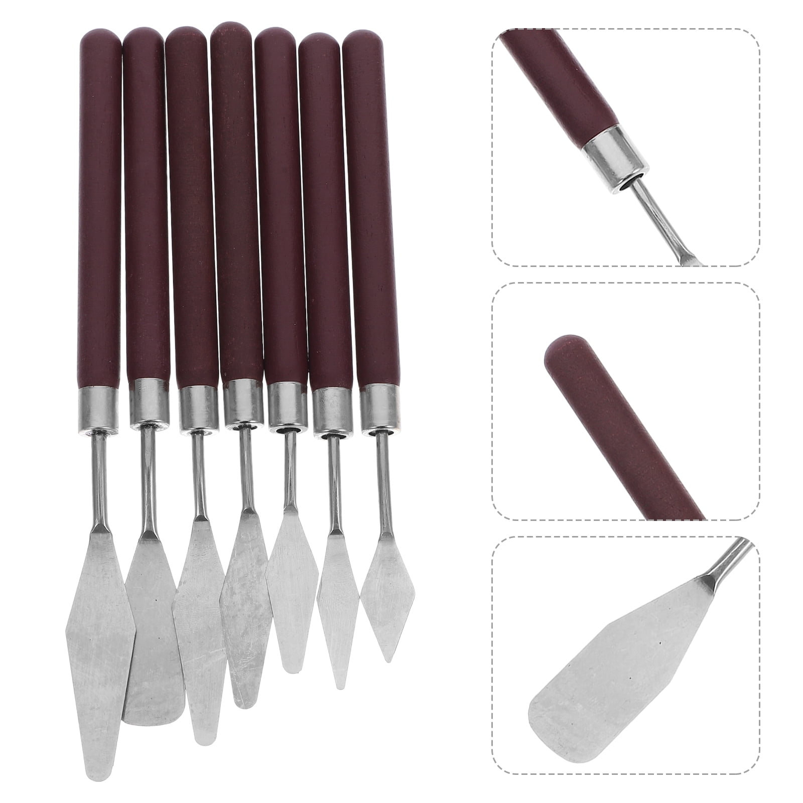 RENACLIPY Art Palette Set 7 Pieces, Black Stainless Steel and Wooden Painting Palette for ...