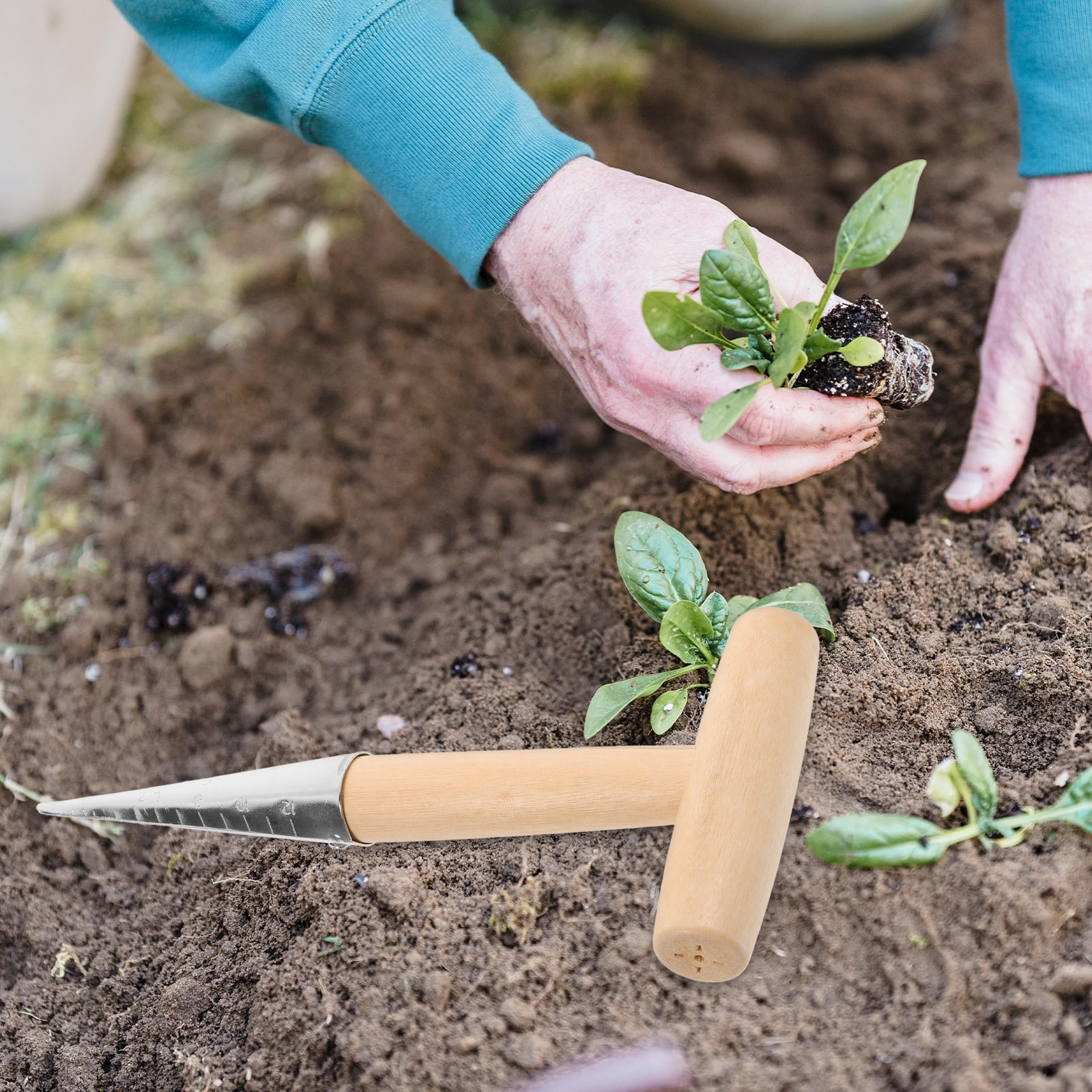 LEXSOMEO Planter Tool T-Handle Soil Digger Hole Punch Tool Gardening ...