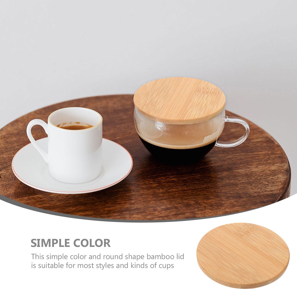 LEXSOMEO Reusable Bamboo Lid Ceramic Mug Lid Bamboo Coffee Cup Lid ...