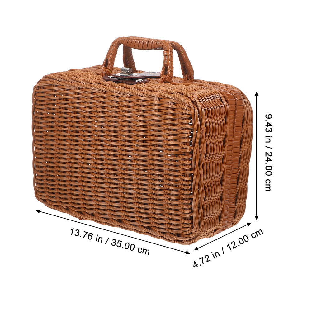 LEXSOMEO Simulated Rattan Woven Suitcase Retro Storage Box Handwoven ...