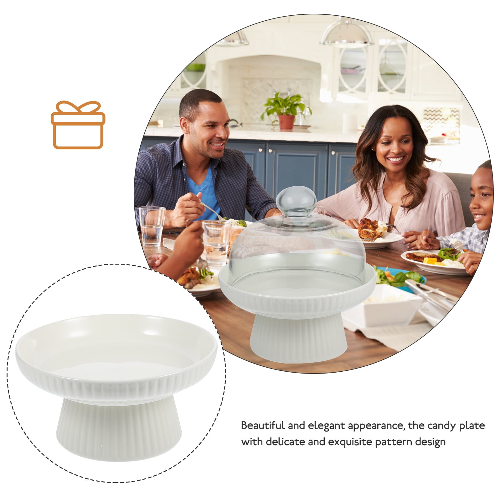LEXSOMEO Tall Cupcake Stand Striped Porcelain Fruit Serving Plate for ...