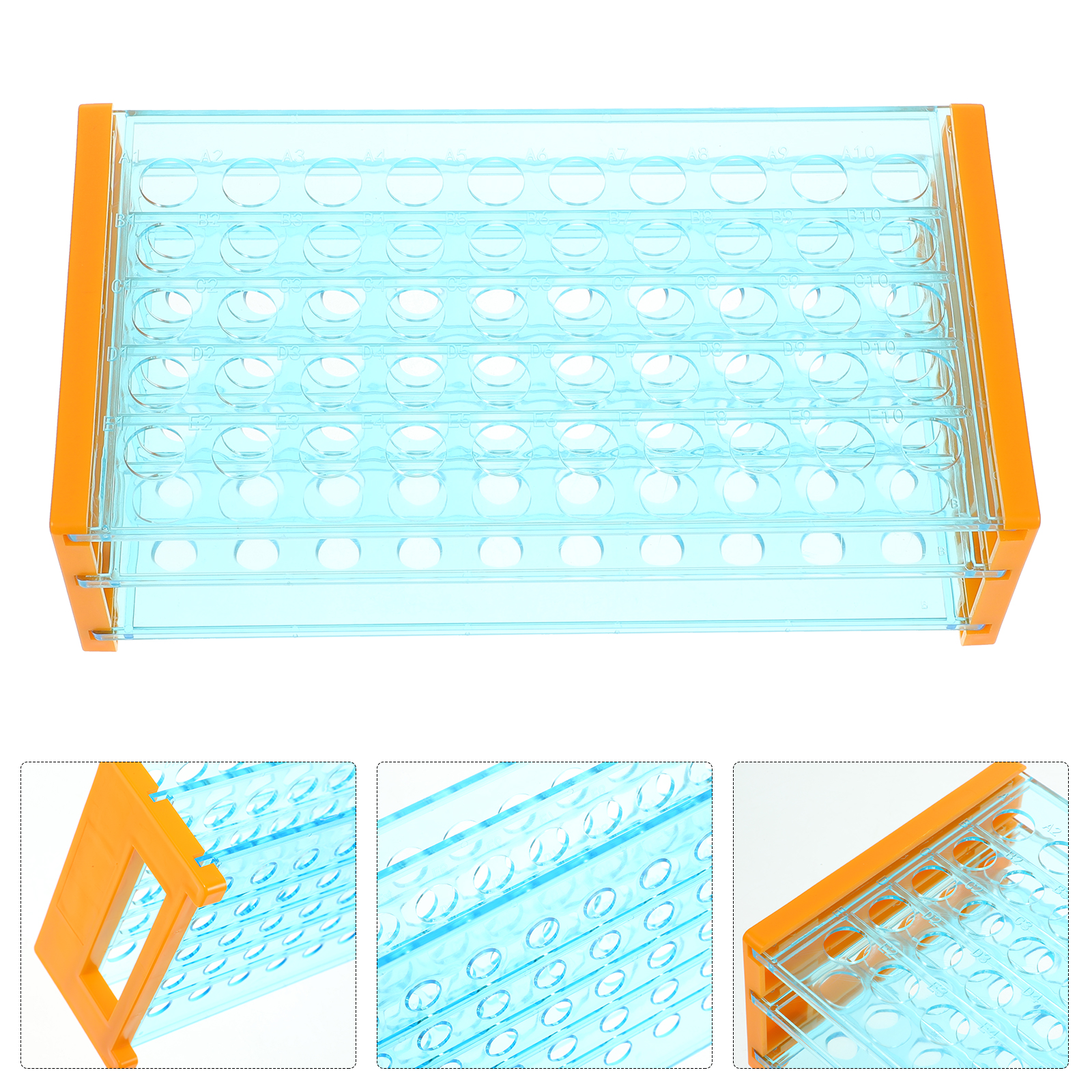 Blue Plastic Test Tube Stand for Laboratory Use with 50 Holes and User ...