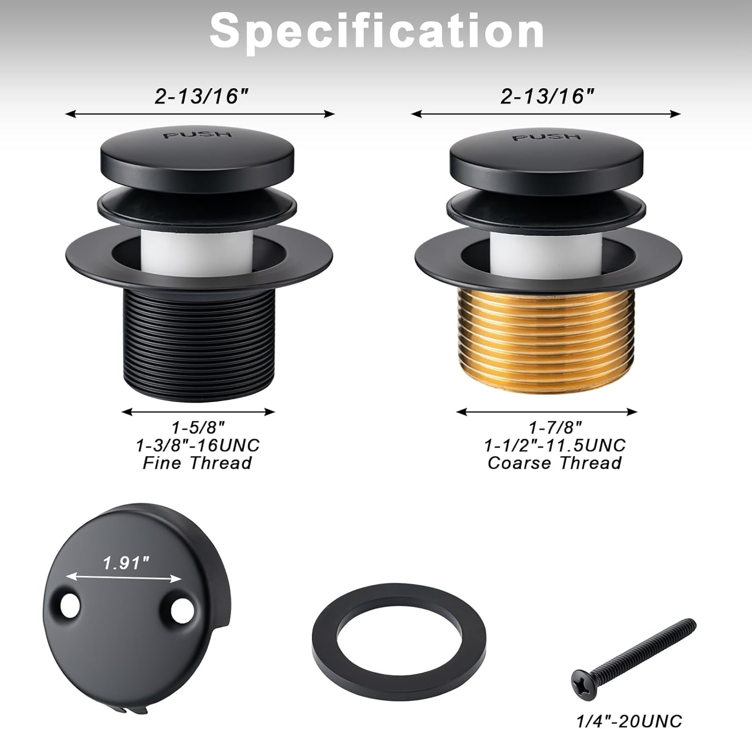 LEXSOMEO Tip-Toe Bathtub Tub Drain Assembly Conversion Kit Bathroom Tub ...