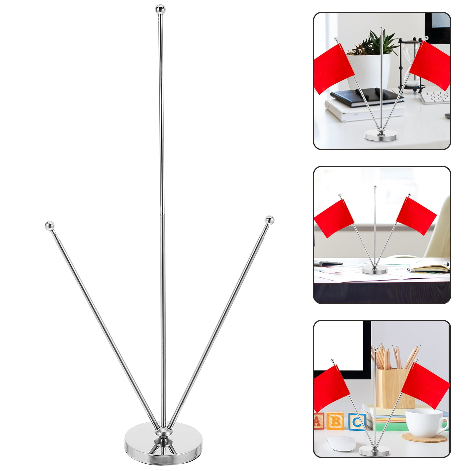 LEXSOMEO W Shaped Desk Flag Holder Sturdy Flag Pole Holder Flag Display ...